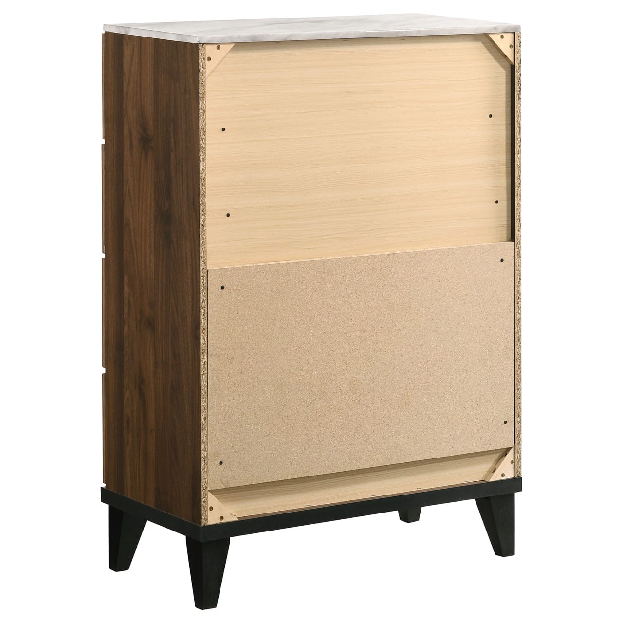 Mays 4-drawer Chest Walnut Brown w/Faux Marble Top at Futonland