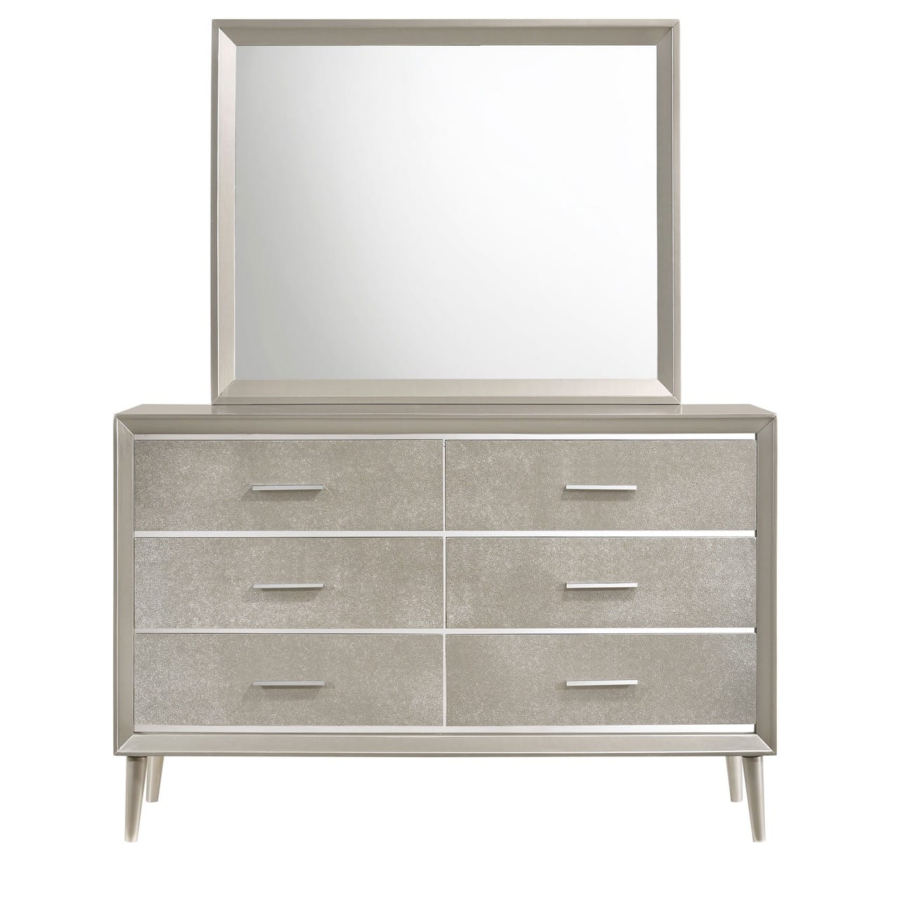 Ramon 6-drawer Dresser w/Mirror Metallic Sterling at Futonland