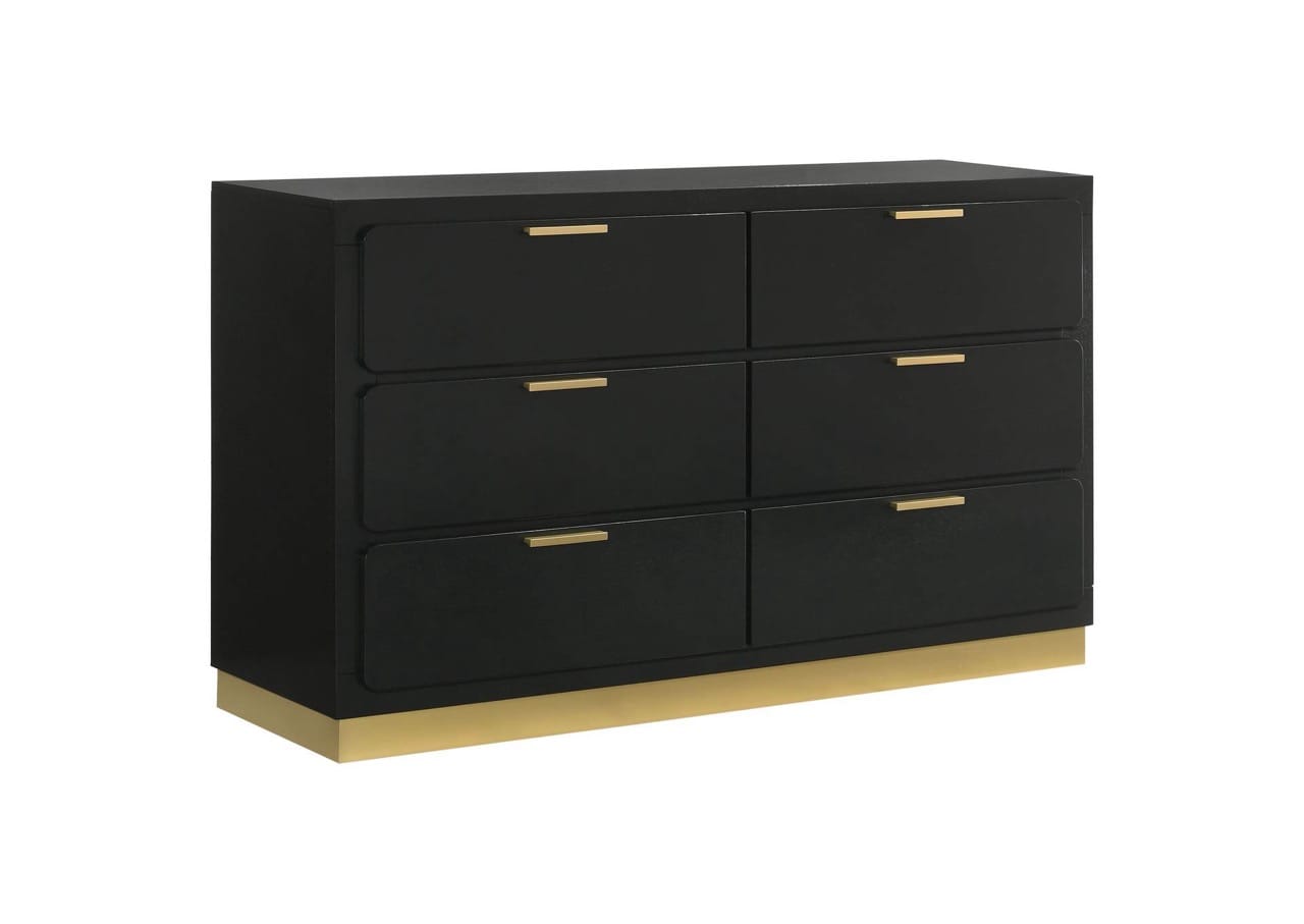 Caraway 4-piece California King Bedroom Set w/LED Headboard Black and ...