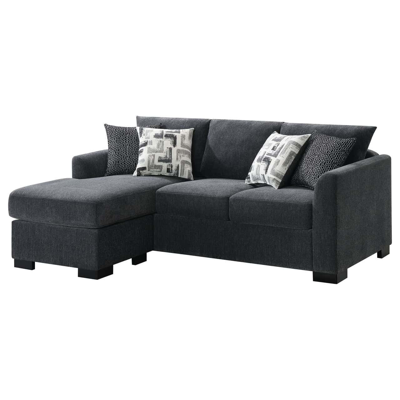 Storey Upholstered Sleeper Sectional Chaise Sofa Dark Grey at Futonland