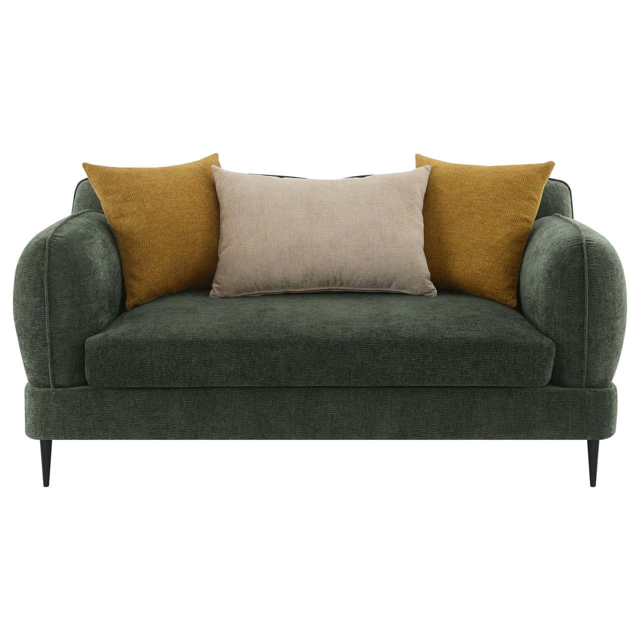 Jade Chenille Upholstered Modern Track Arm Loveseat Green at Futonland