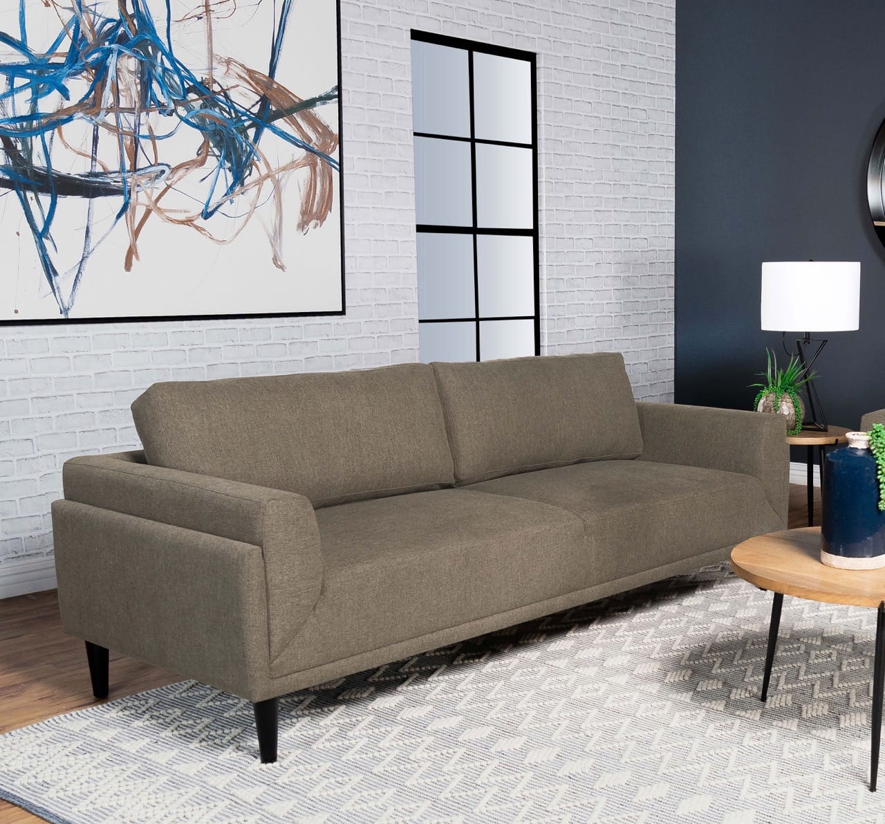 Rilynn Upholstered Track Arms Sofa Brown at Futonland