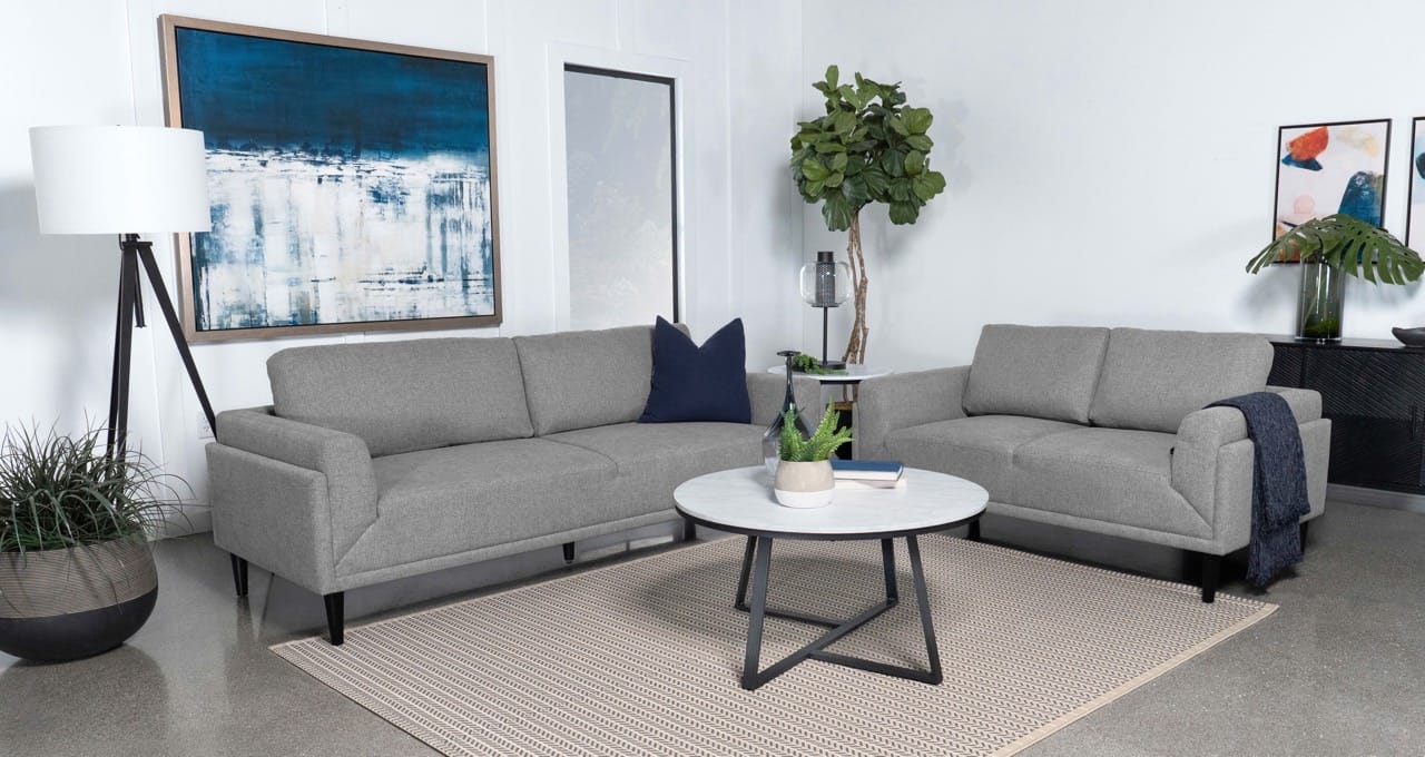 Rilynn 2-piece Upholstered Track Arms Sofa Set Grey at Futonland