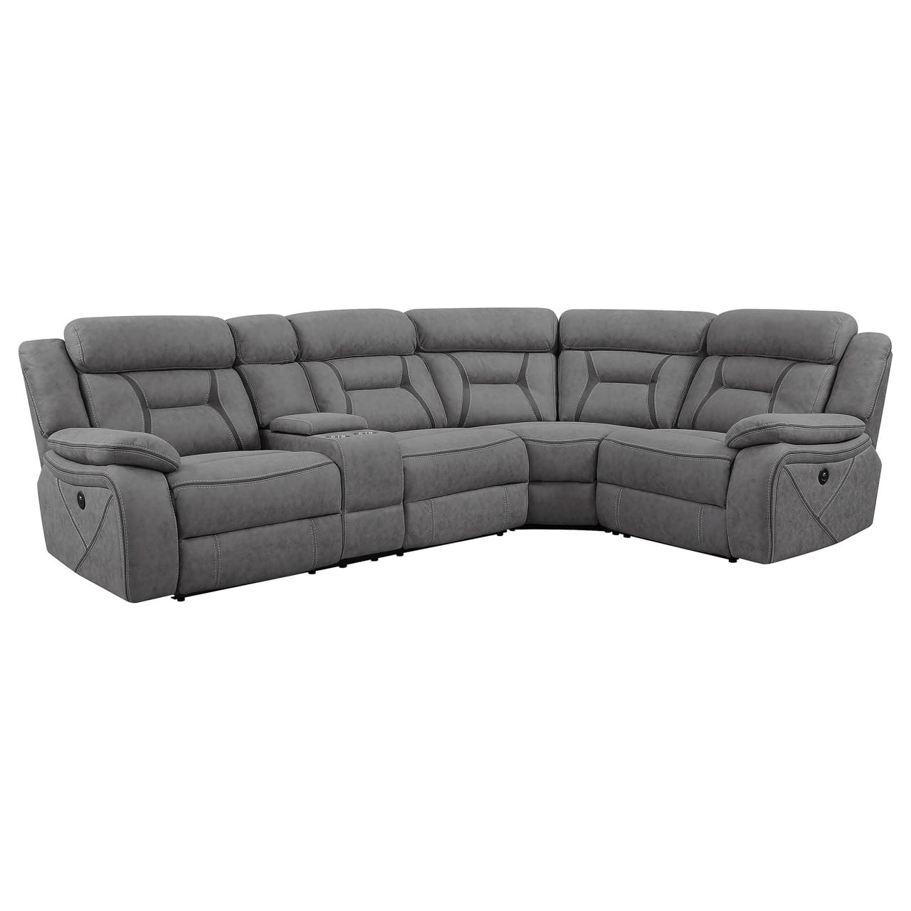 Higgins 4-piece Upholstered Power Sectional Grey at Futonland