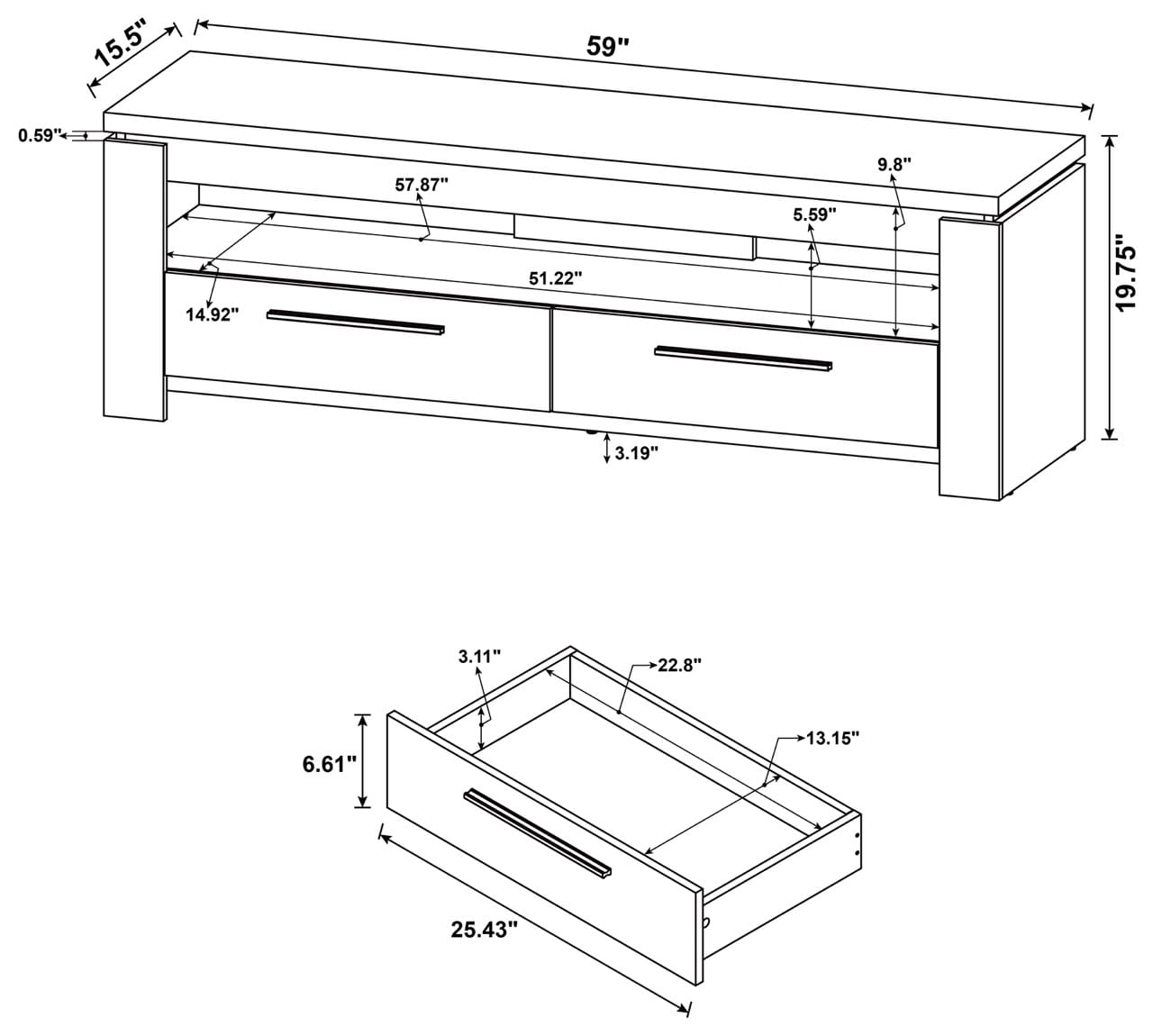 Elkton 2-drawer TV Console Weathered Brown at Futonland