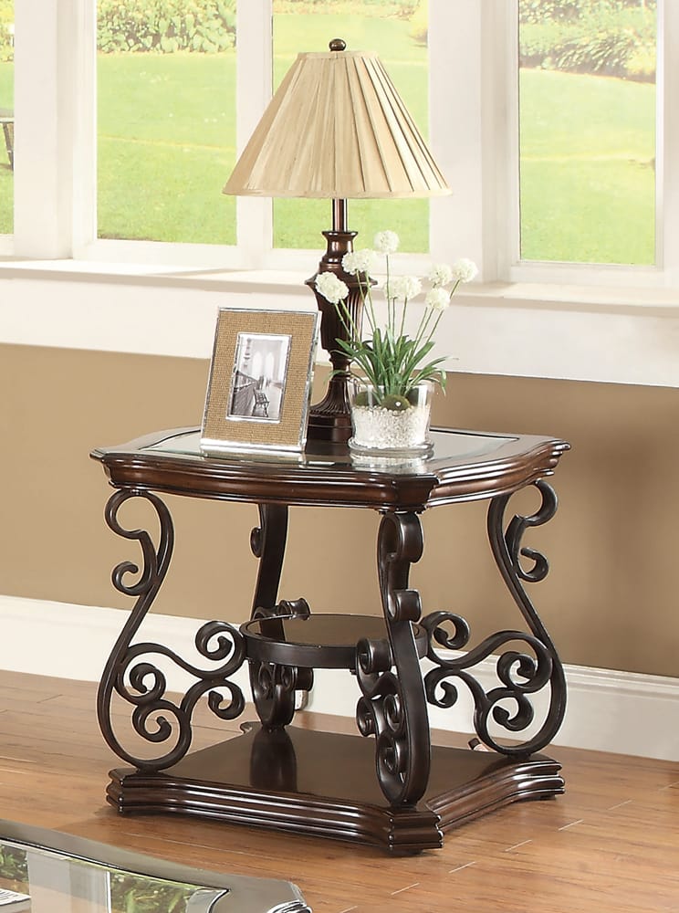 Laney End Table Deep Merlot and Clear at Futonland