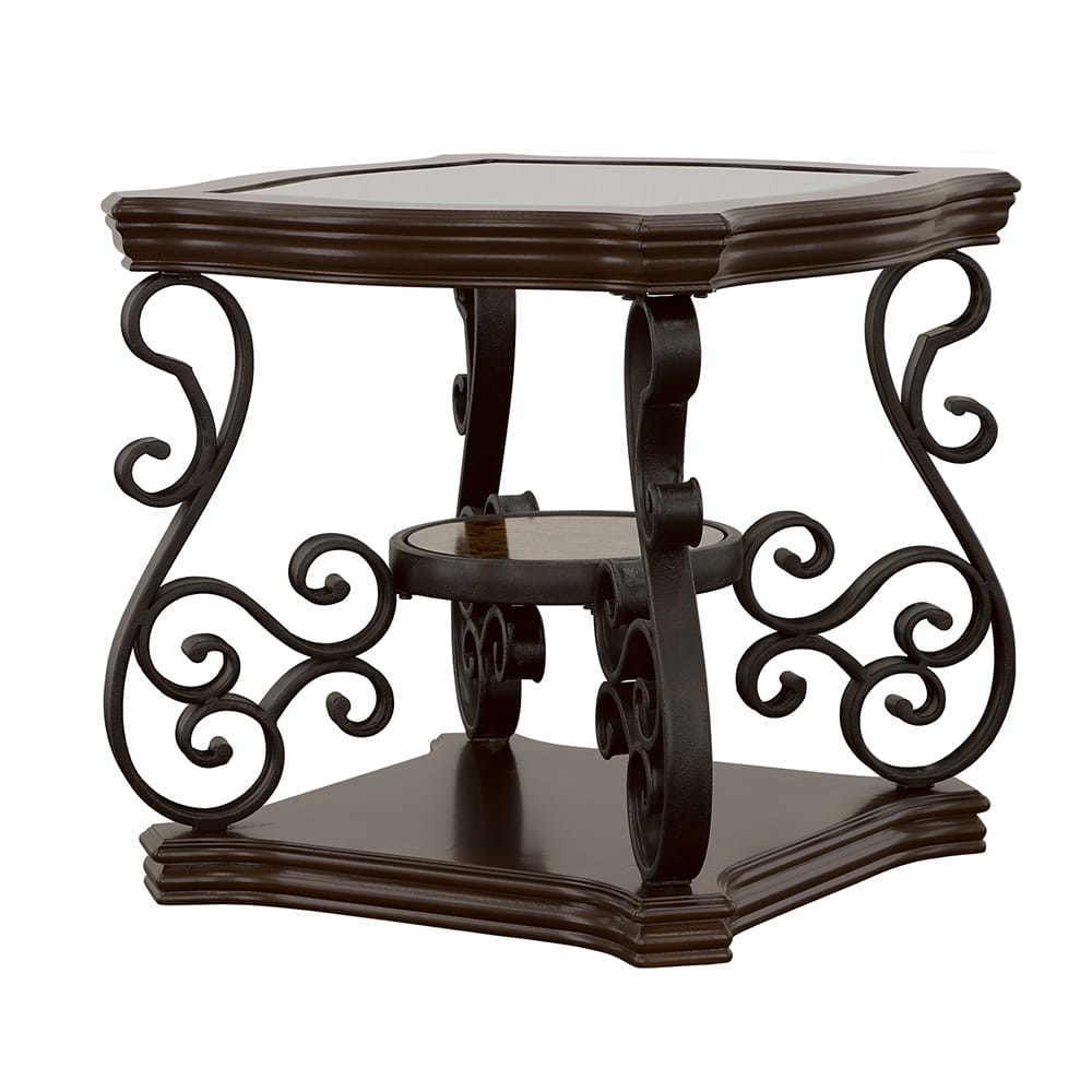 Laney End Table Deep Merlot and Clear at Futonland