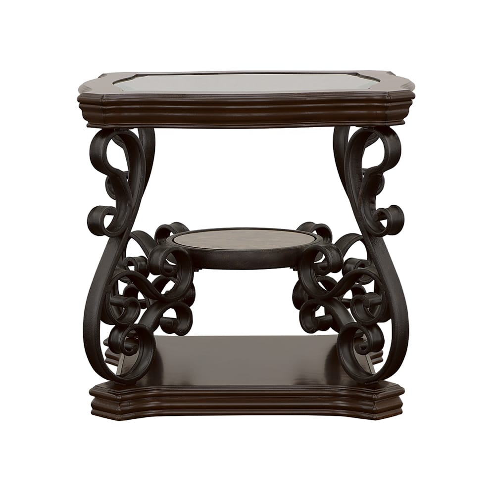 Laney End Table Deep Merlot and Clear at Futonland