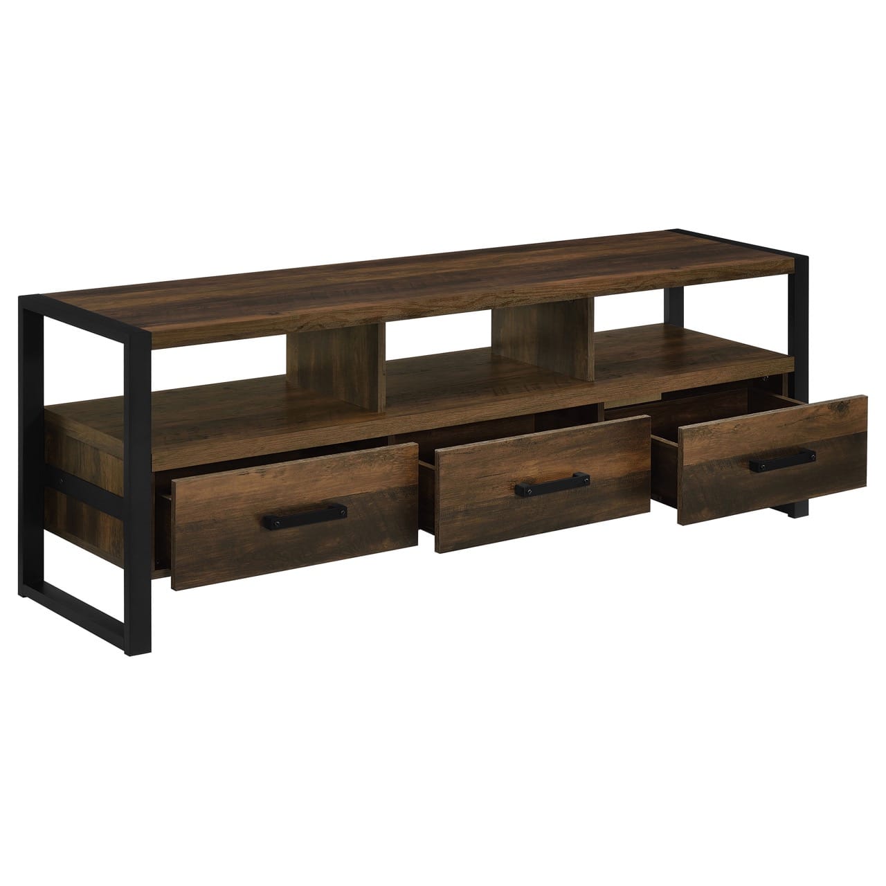 James 3-drawer Composite Wood 60" TV Stand Dark Pine at Futonland