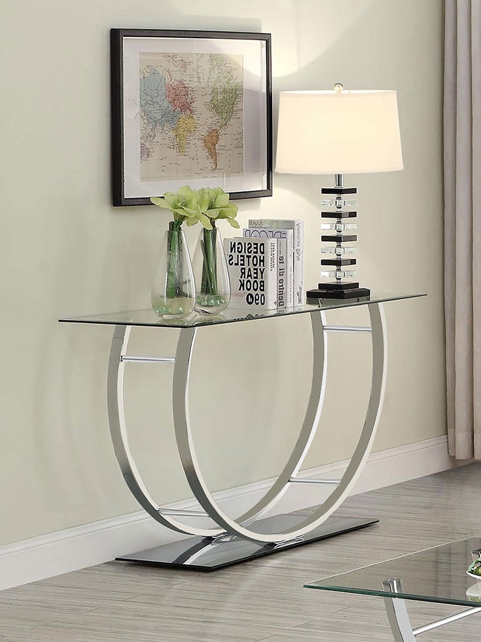 Danville U-shaped Sofa Table Chrome at Futonland
