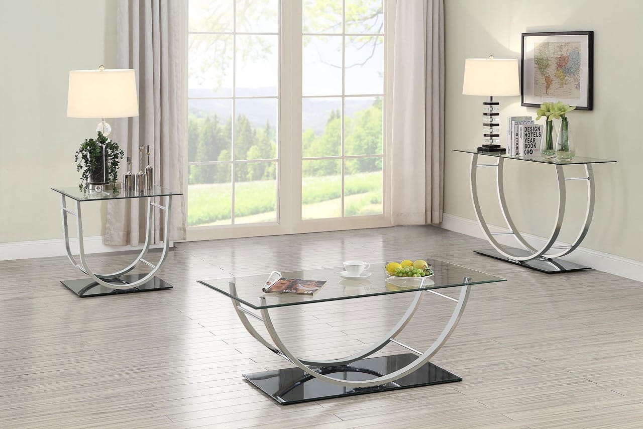 Danville U-shaped Sofa Table Chrome at Futonland