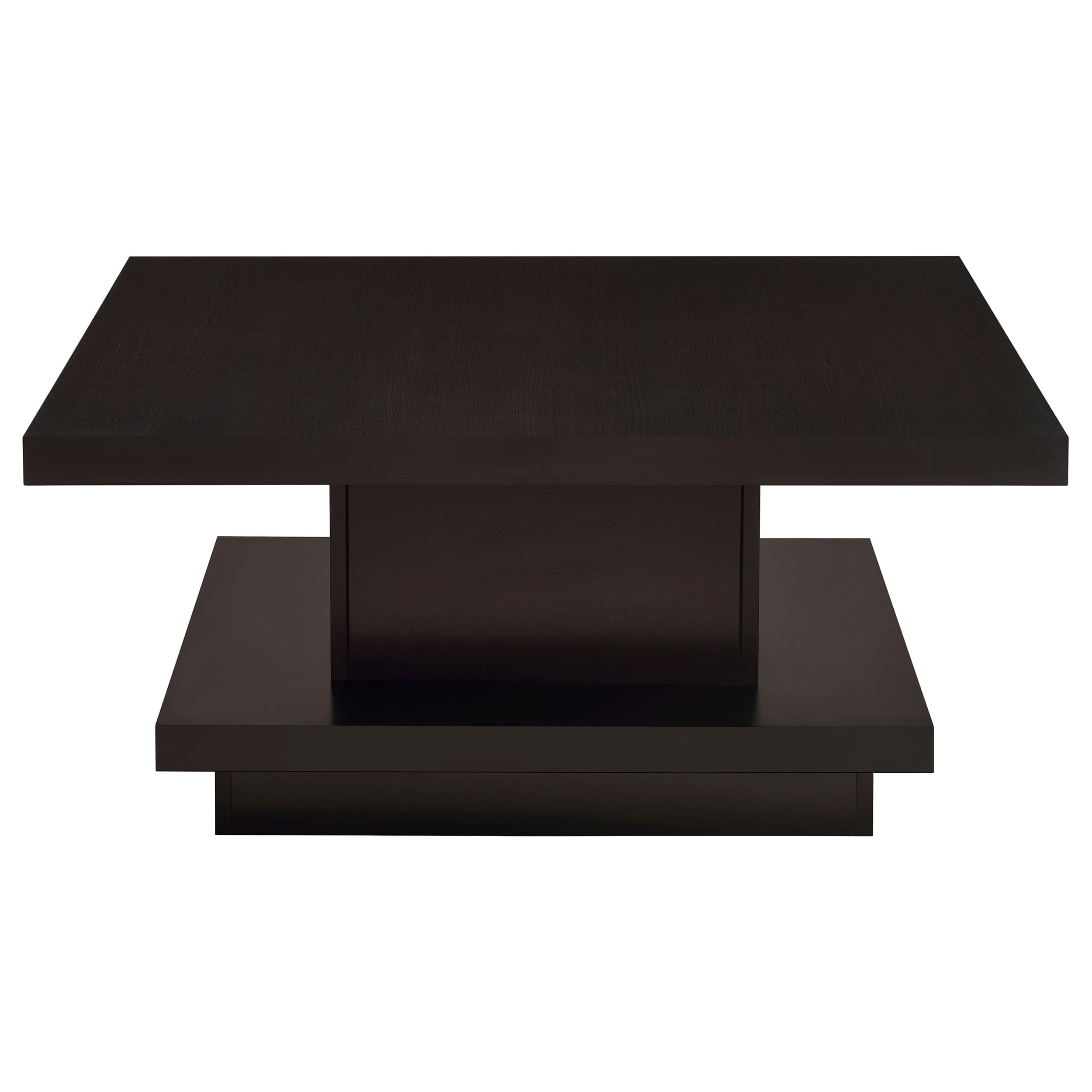 Reston Pedestal Square Coffee Table Cappuccino at Futonland