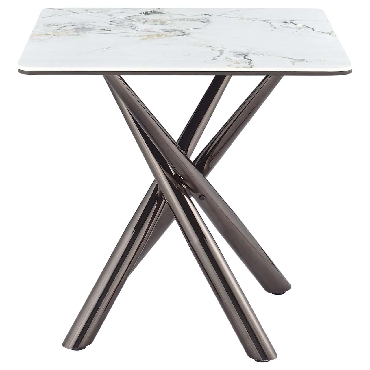 Carvell Square Sintered Stone End Side Table Mirage White at Futonland