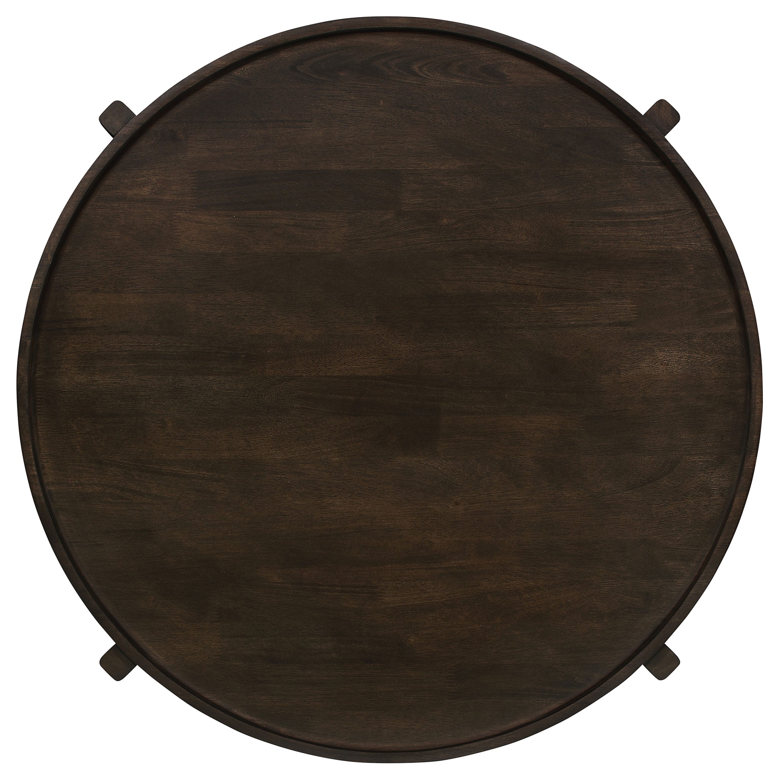 Cota Round Solid Wood Coffee Table Dark Brown at Futonland