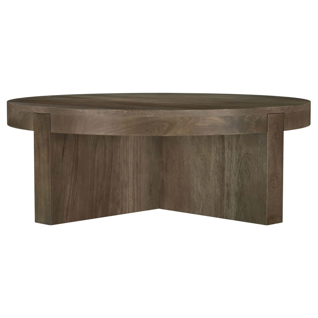 Kinkaid Round Solid Mango Wood Coffee Table Brown at Futonland