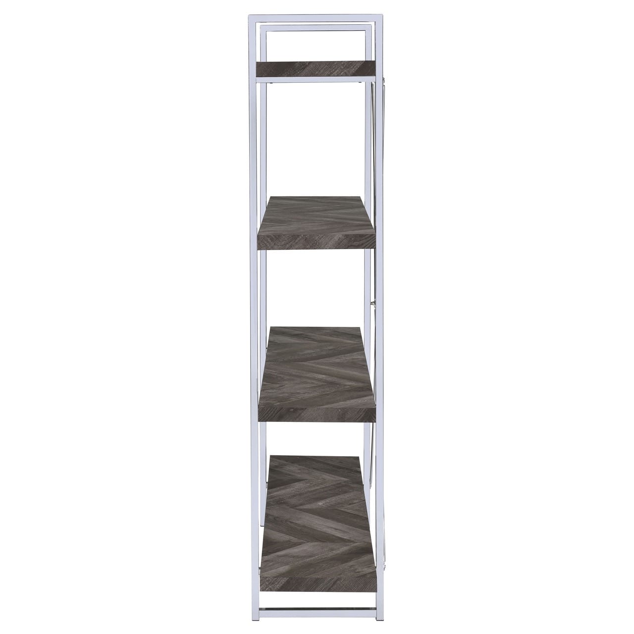 Grimma 4-shelf Bookcase Rustic Grey Herringbone at Futonland
