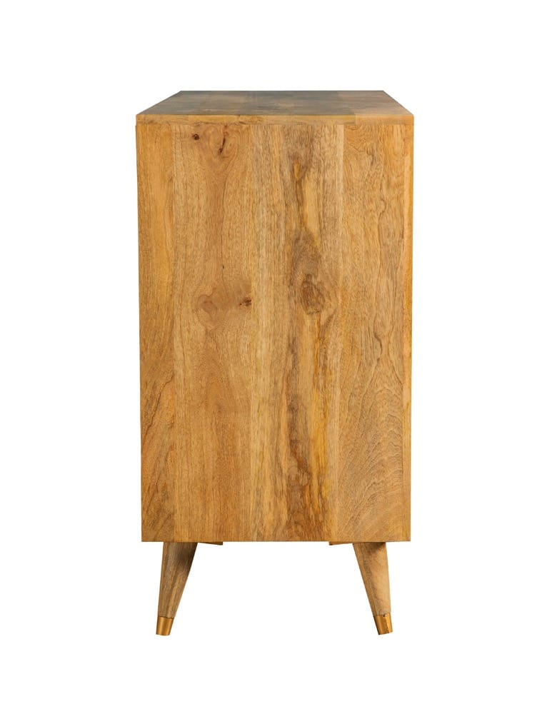 Alyssum Checkered Pattern 3-door Accent Cabinet Natural at Futonland