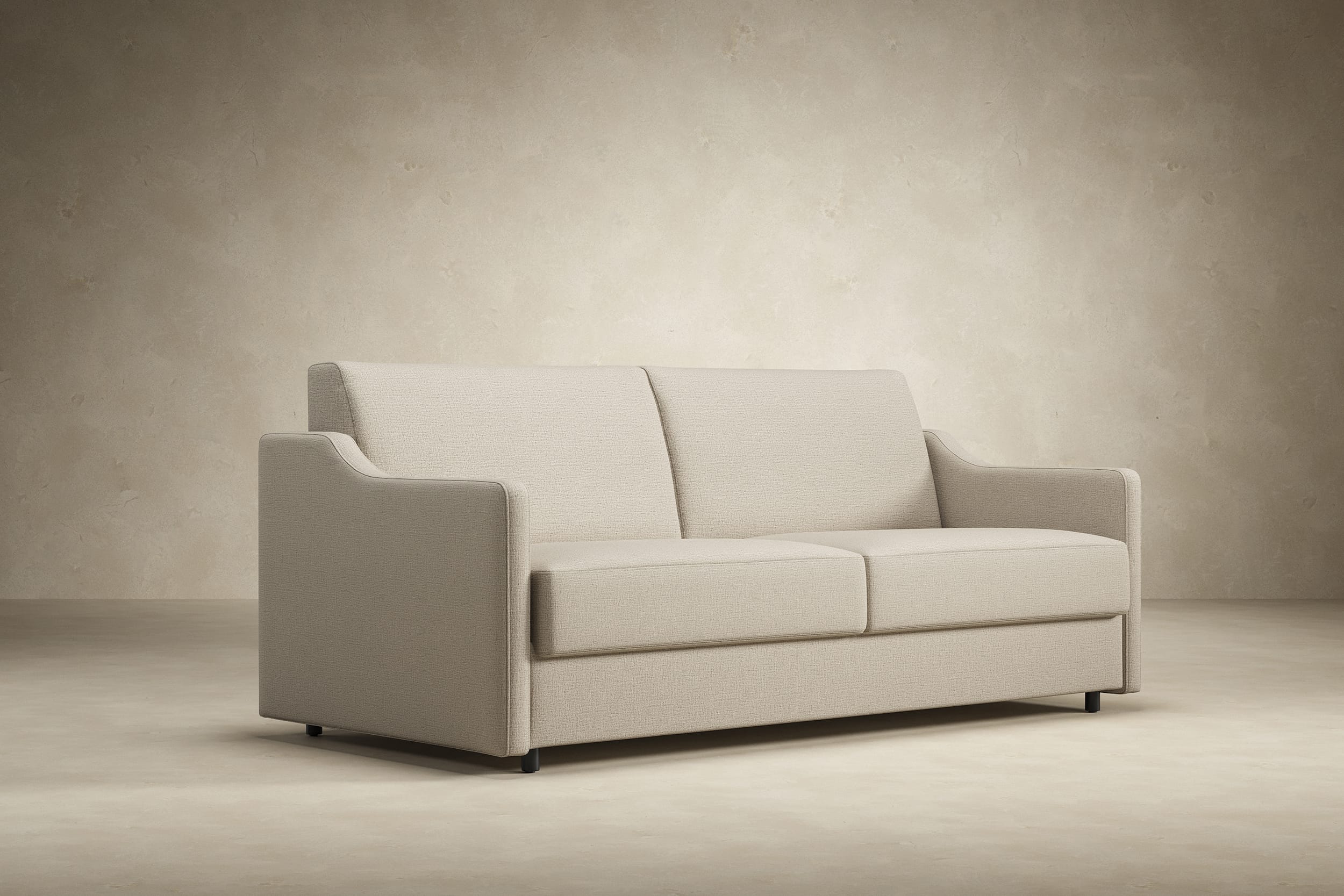 Carnell Sofa Bed w/Slope Arms (Queen Size) Adario Taupe at Futonland