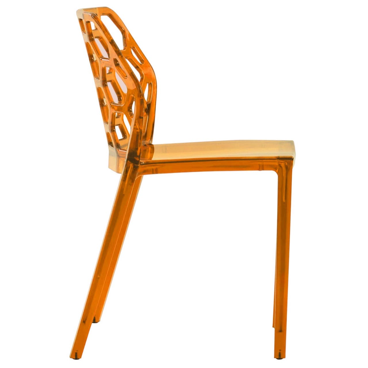 Modern Dynamic Dining Chair Set of 4, Transparent Orange at Futonland