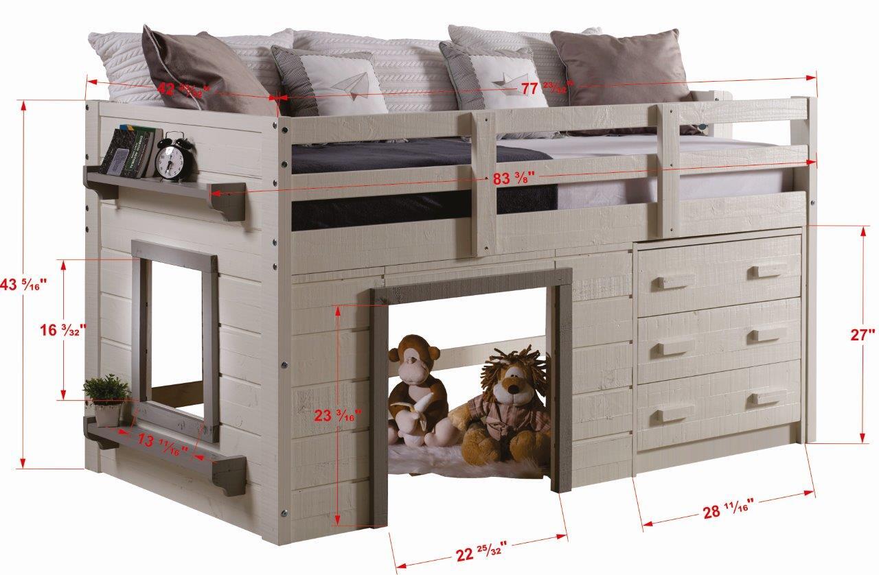 Twin Sweet Dreams Low Loft White Grey at Futonland