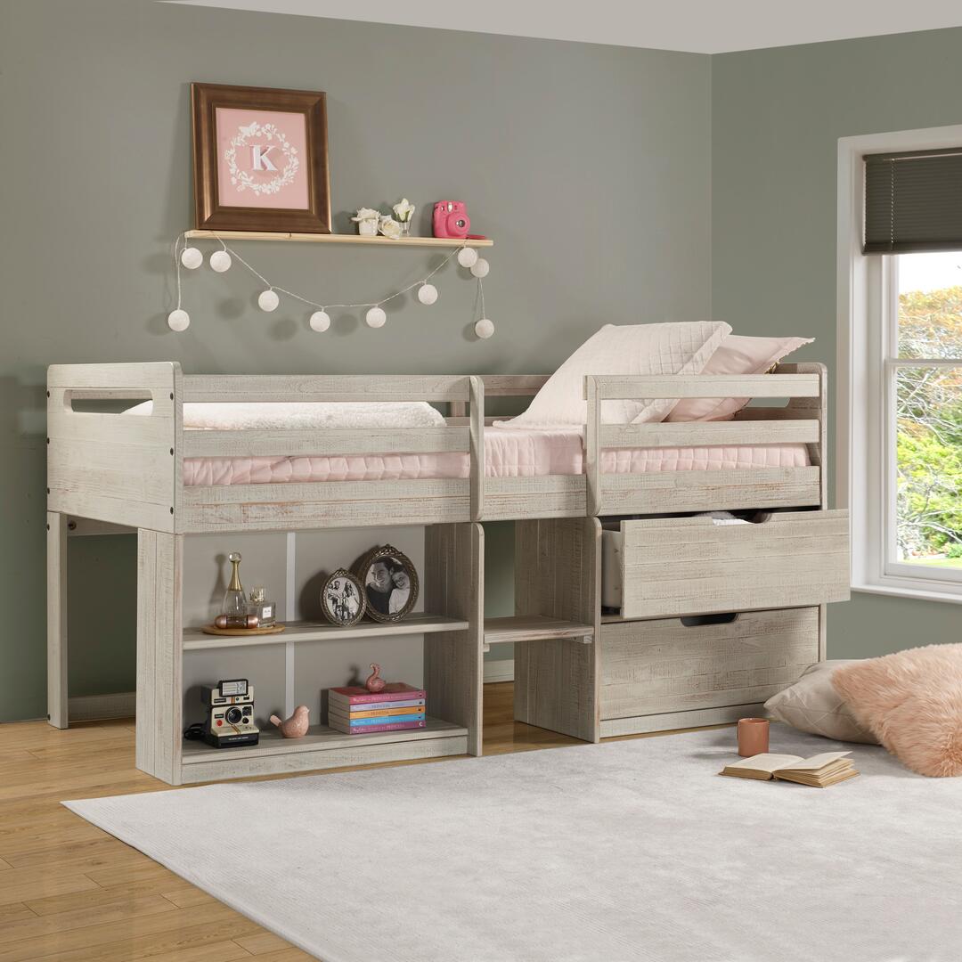 Twin Low Loft Rustic Light Grey at Futonland