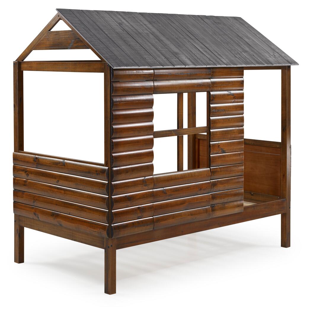 Twin Log Cabin Low Loft Rustic Walnut at Futonland