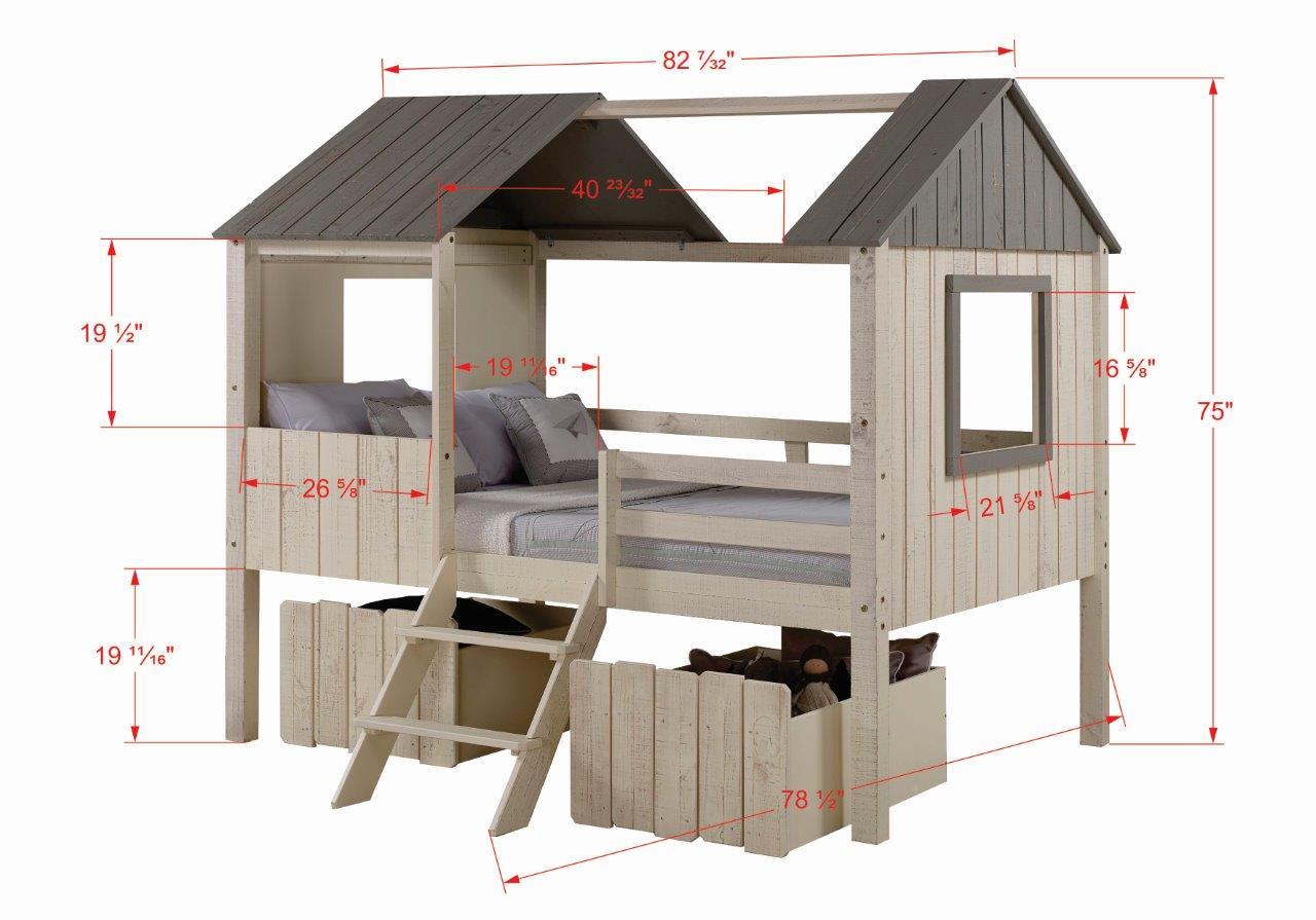 Full House Low Loft Rustic Sand/Rustic Grey at Futonland