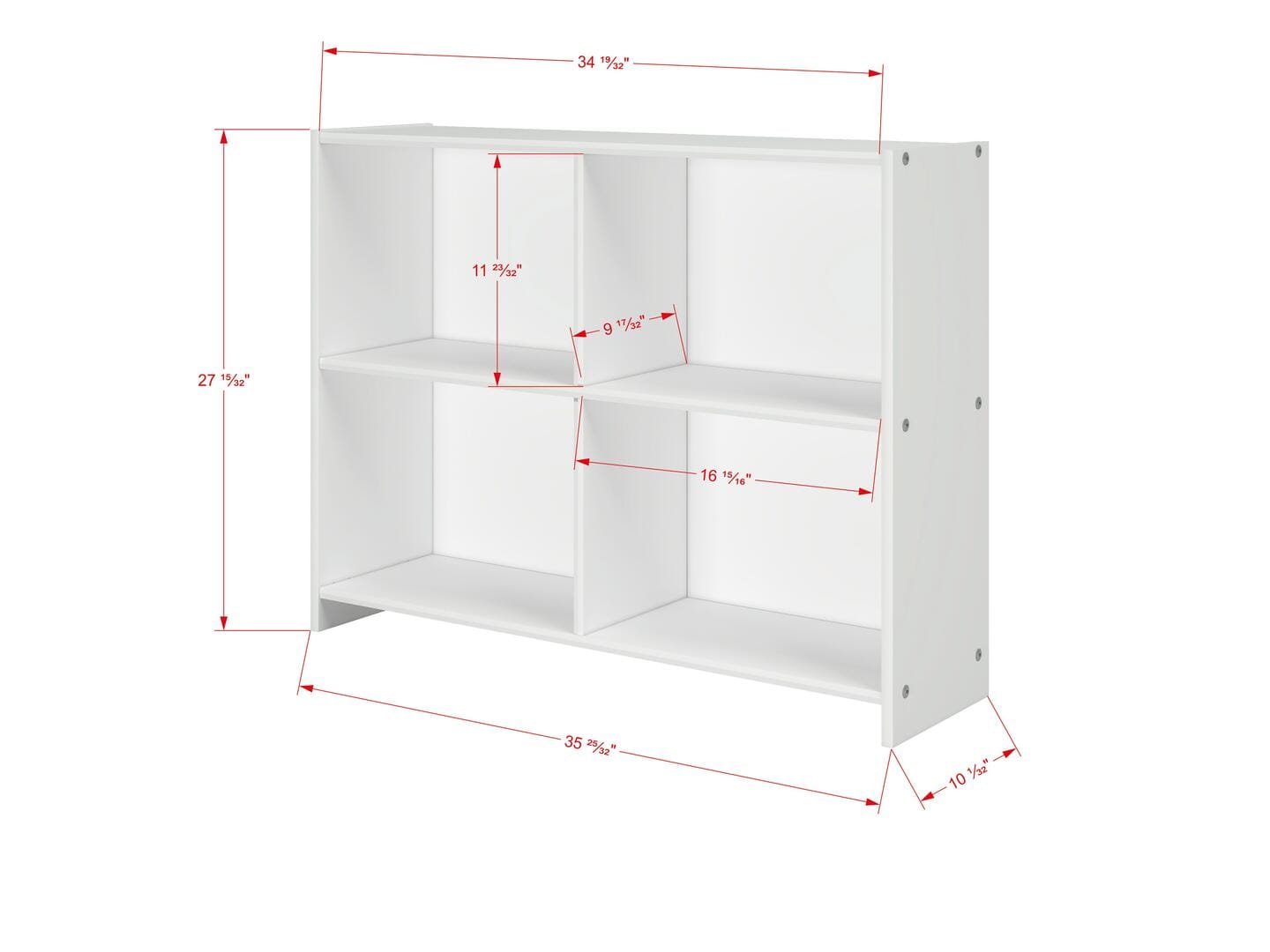 Circles Low Loft Bookcase White at Futonland