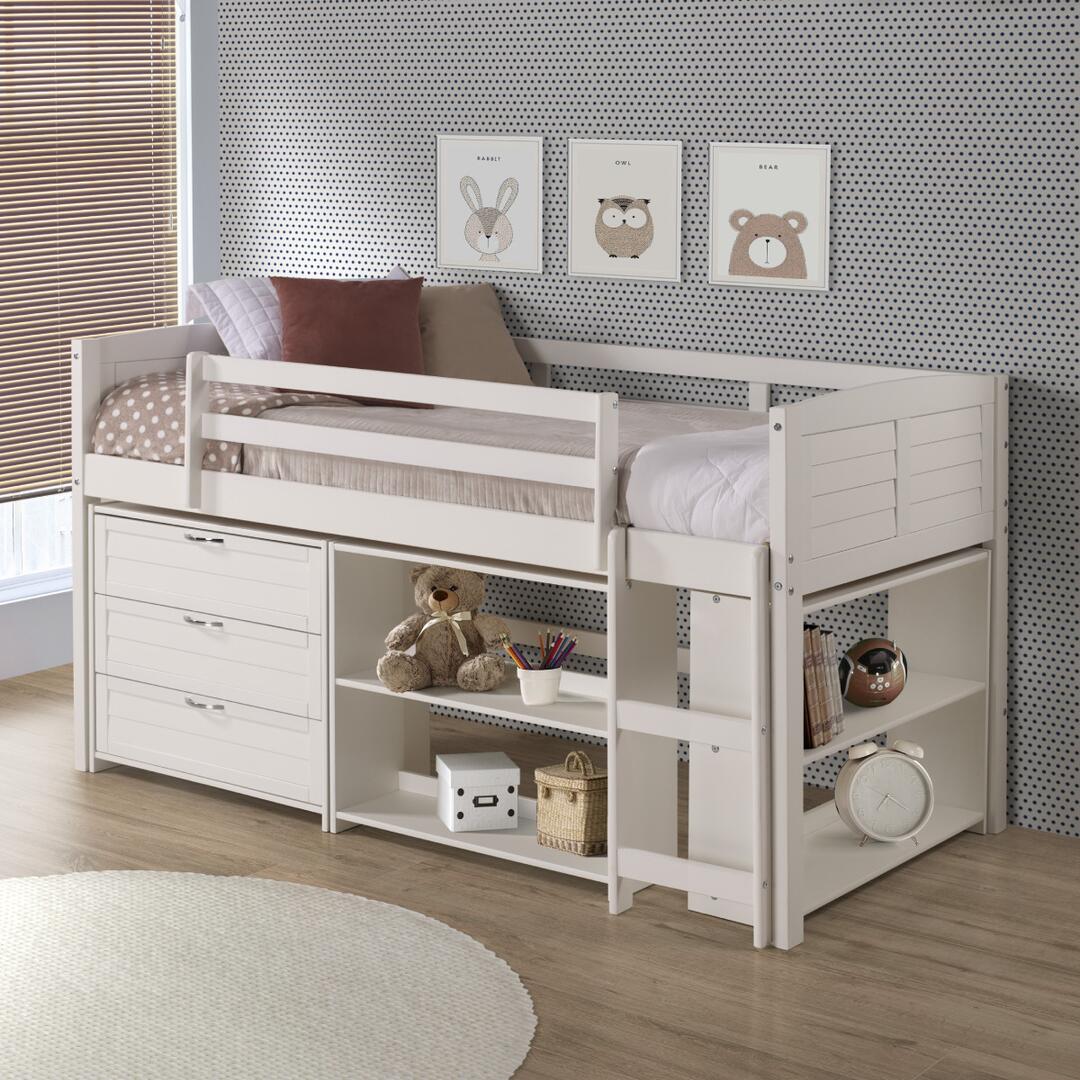 Twin Louver Low Loft Group B - White at Futonland