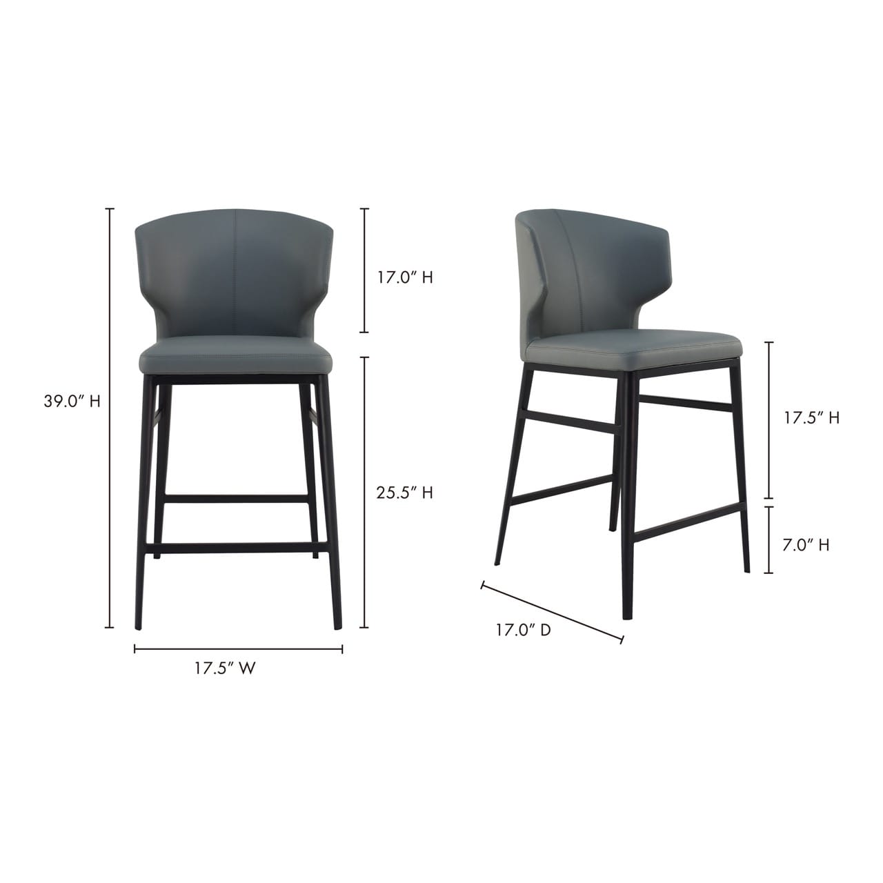 Delaney Counter Stool Grey at Futonland