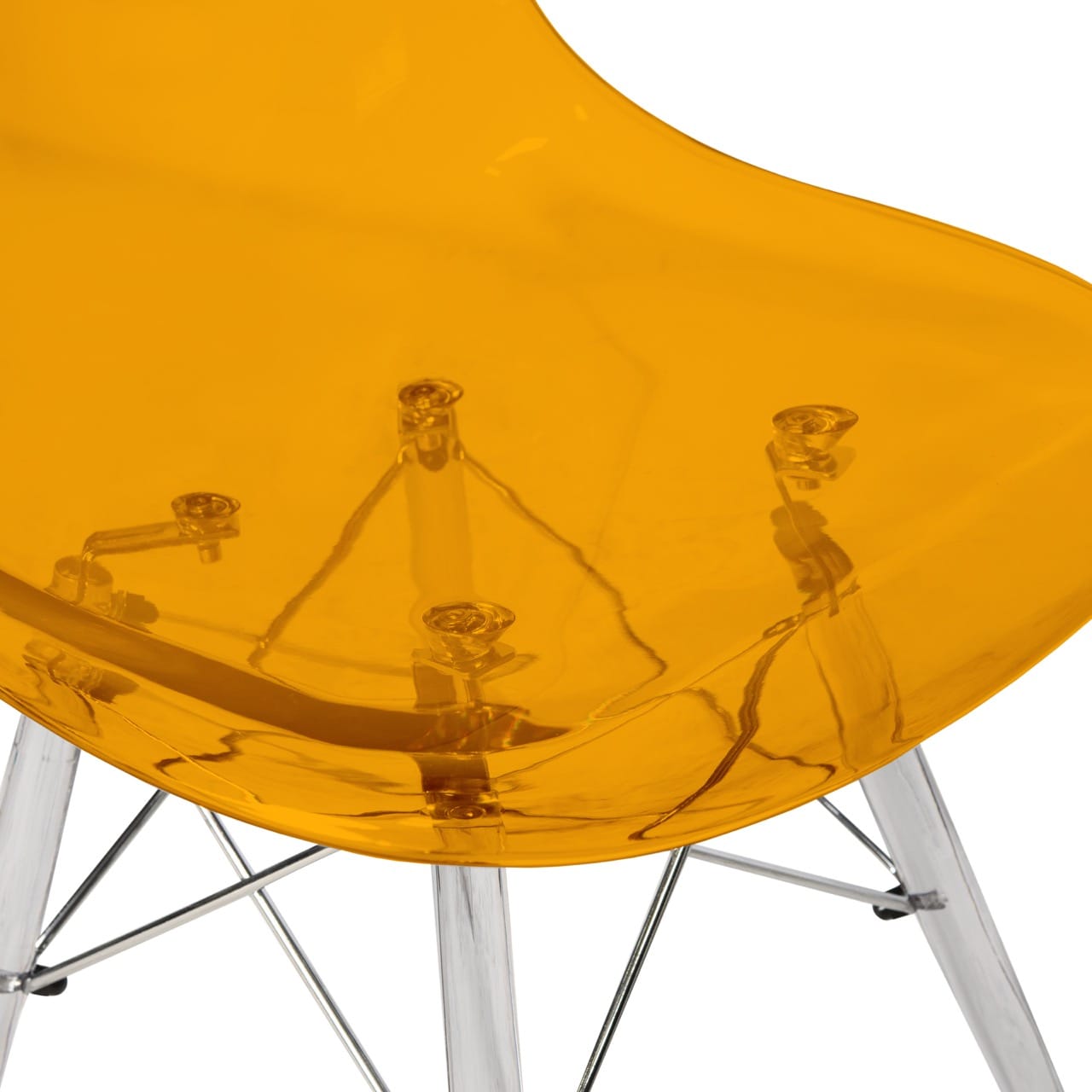 Dover Molded Side Chair with Acrylic Base, Transparent Orange at Futonland