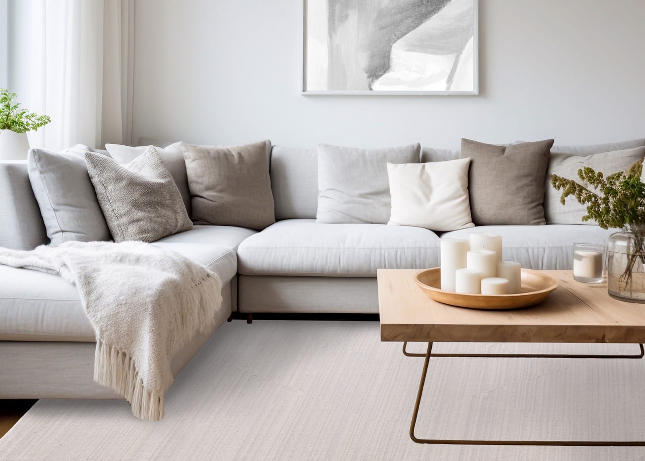 Ellington Beige Subtle Diamond Pattern Rug at Futonland