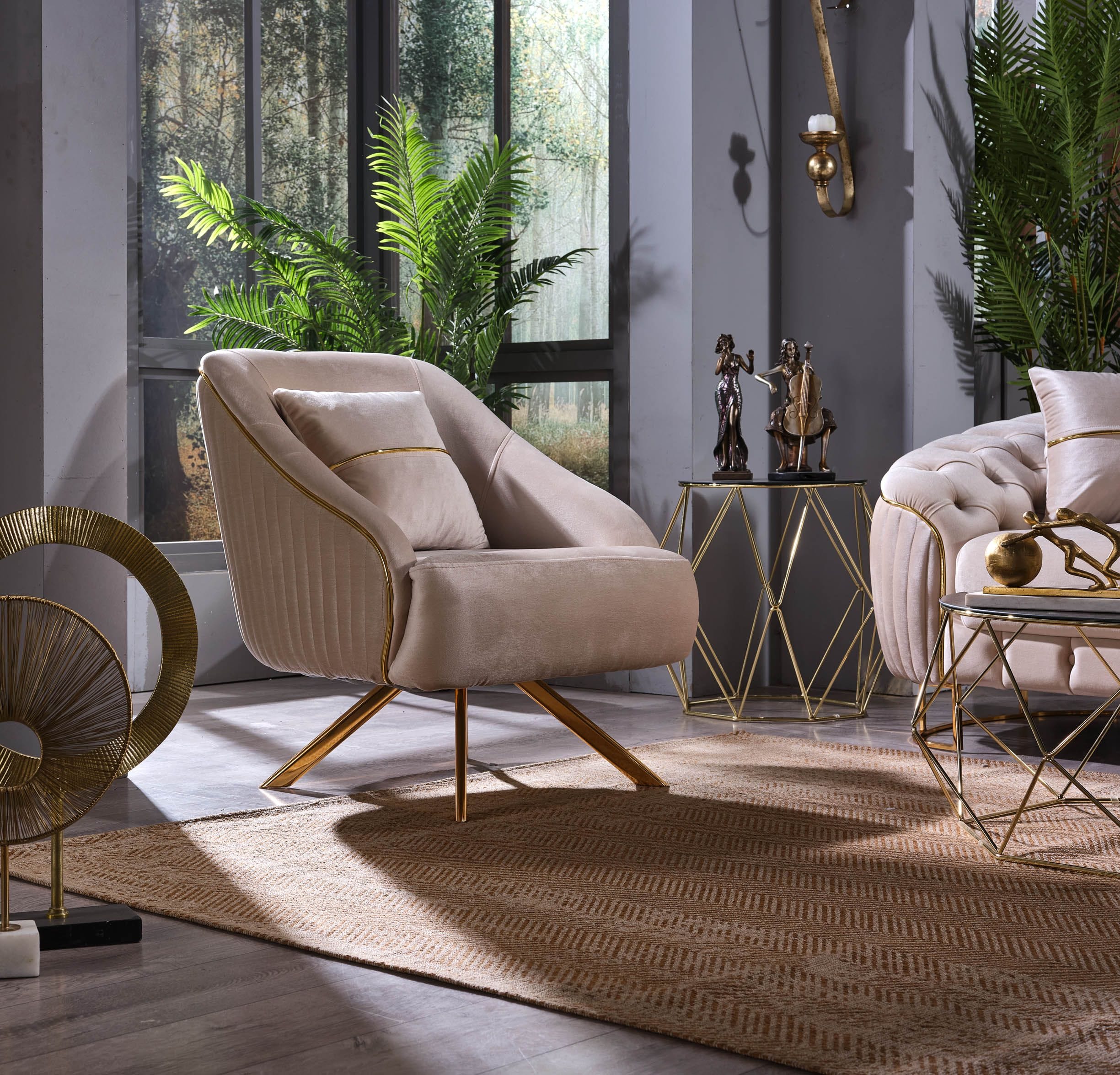 Lucas Living Room Armchair, Beige at Futonland
