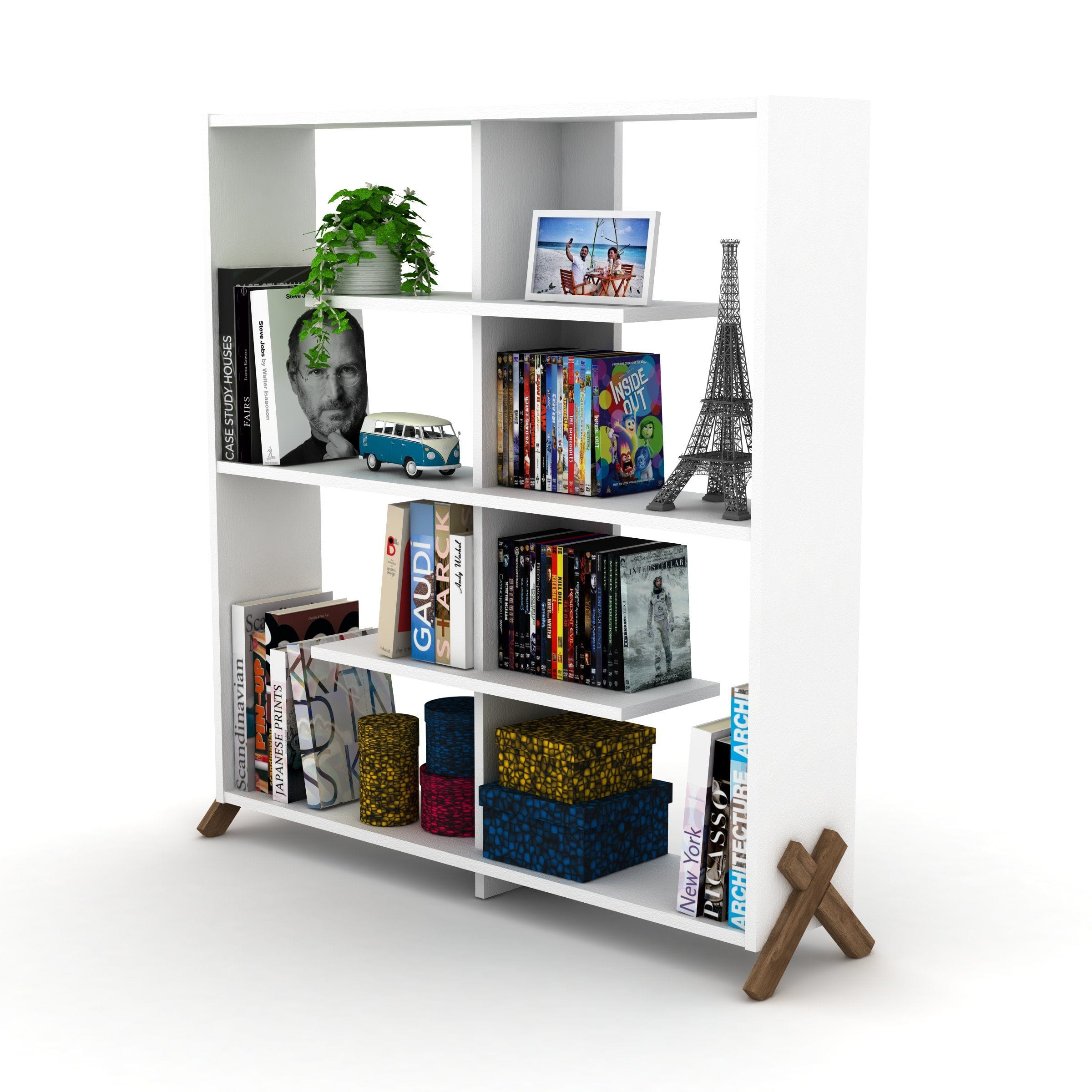 Kipp Bookcase, Walnut/White at Futonland