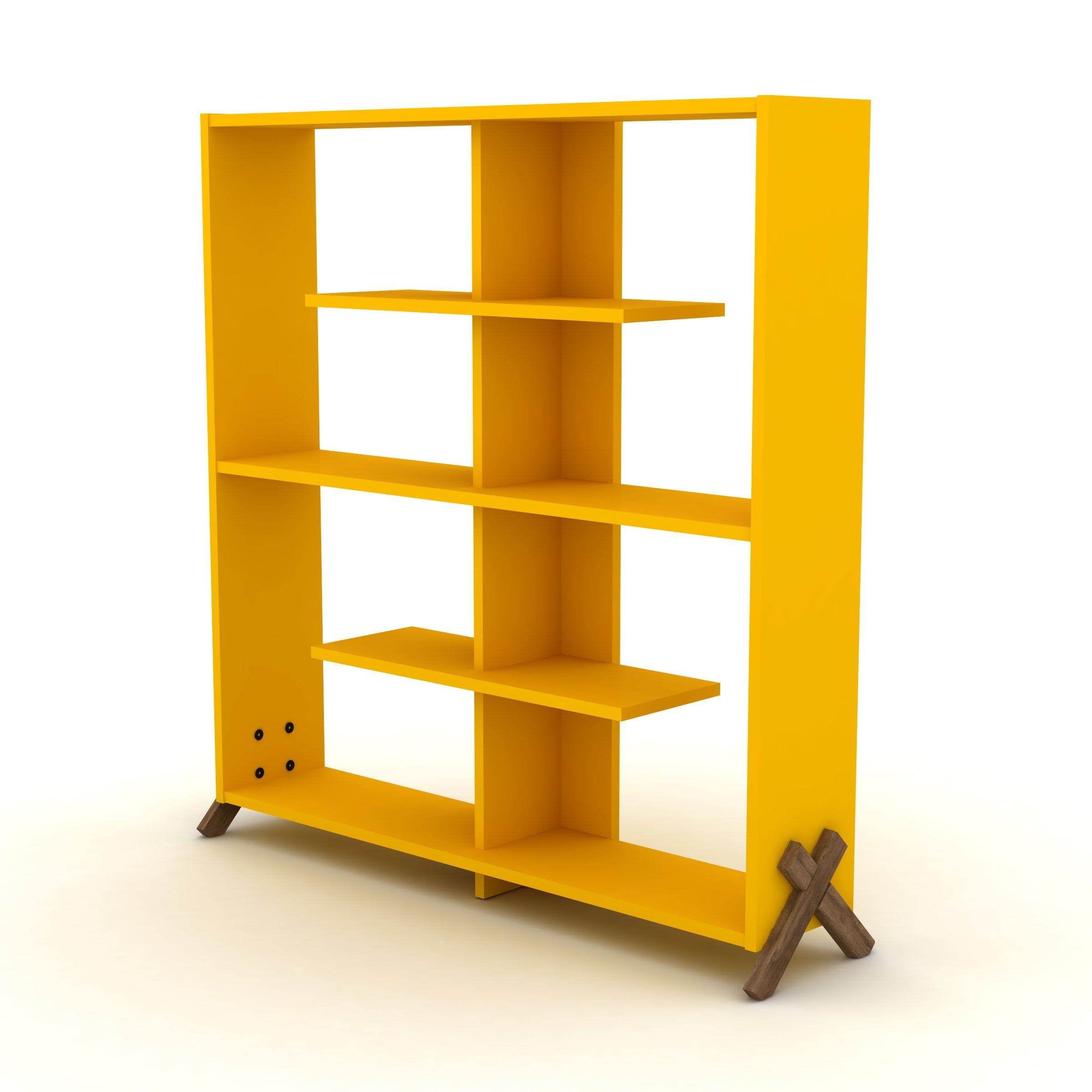 Kipp Bookcase, Walnut/Yellow at Futonland