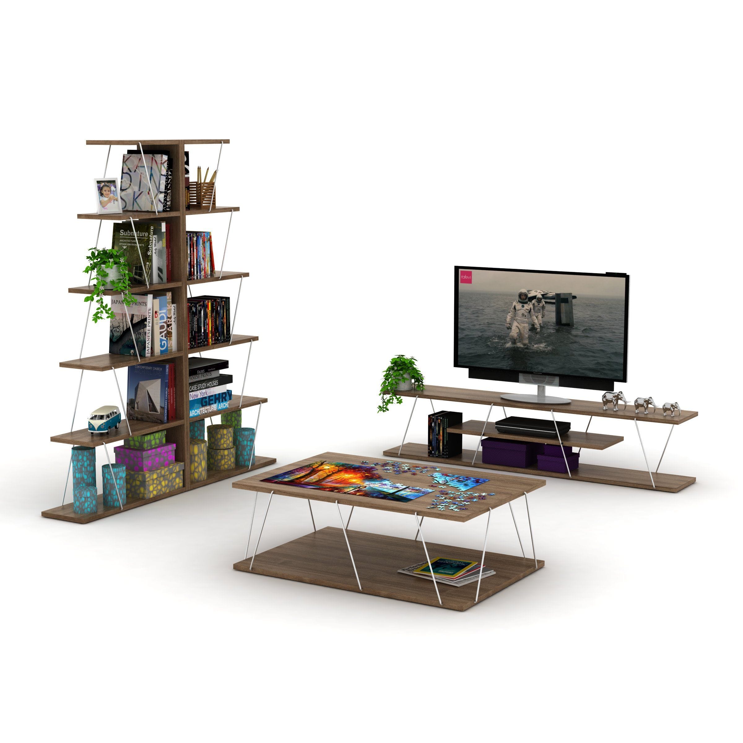 Tars TV Unit, Walnut/Chrome at Futonland