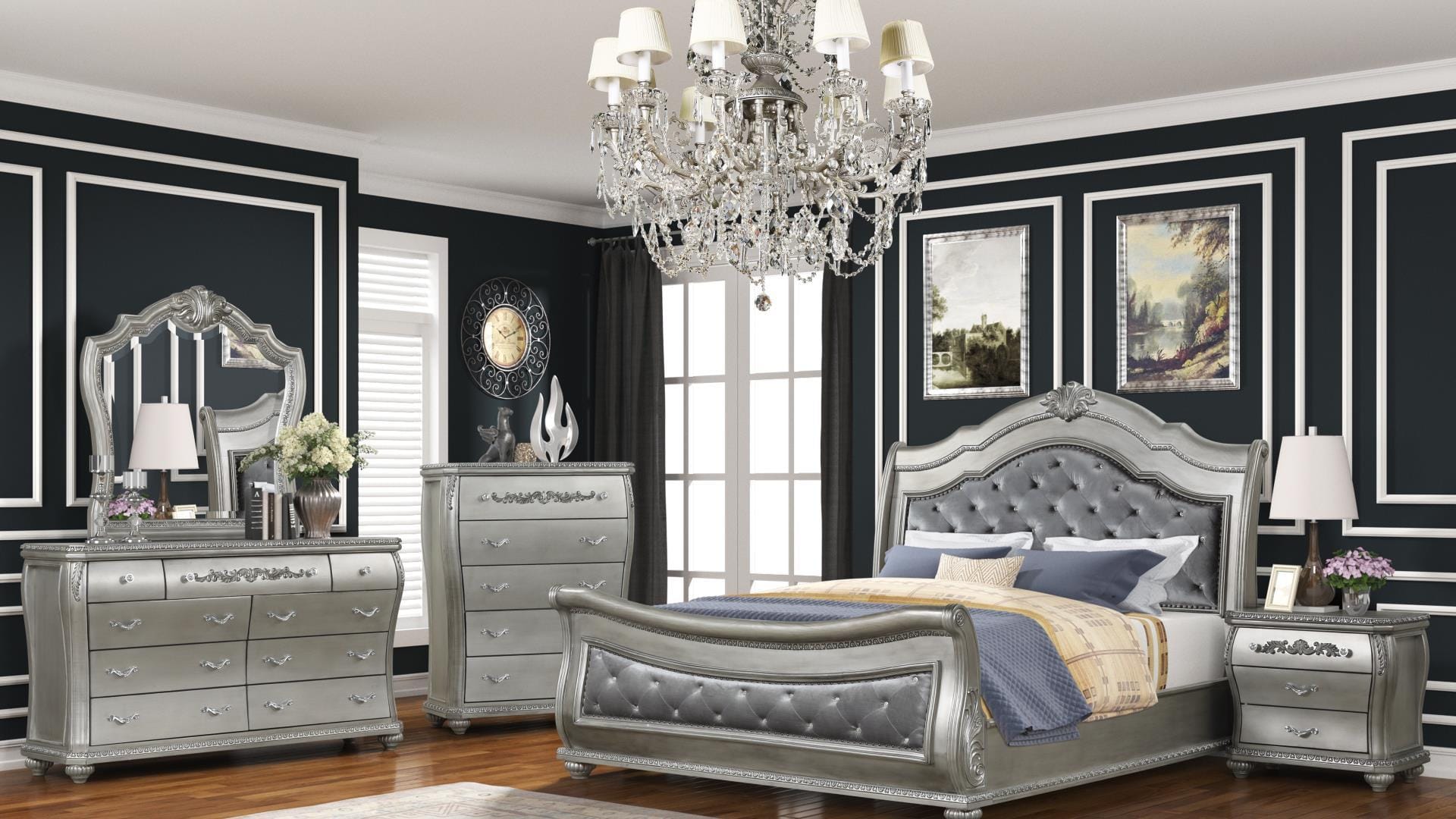 Destiny PG07 Silver Wood Bedroom Set by Galaxy Furniture
