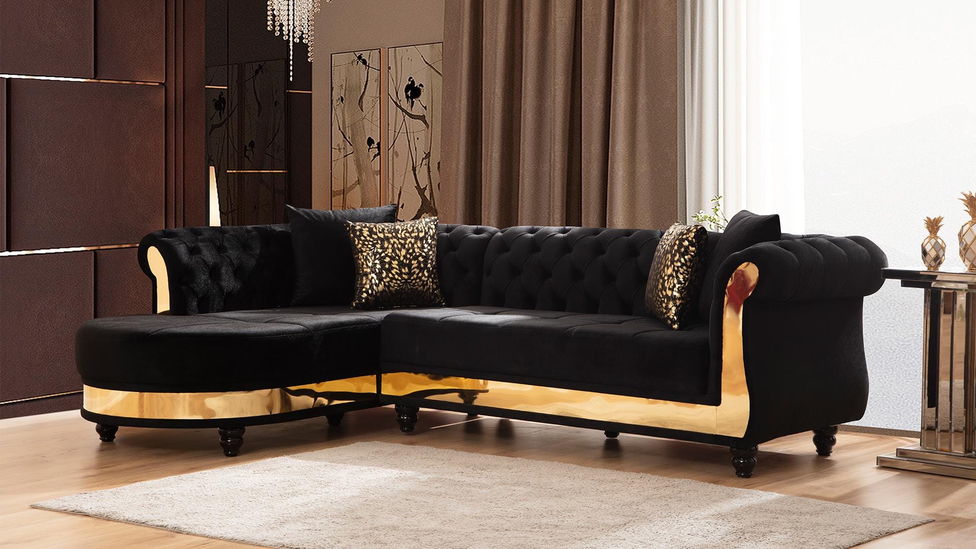 Button corner sofa store