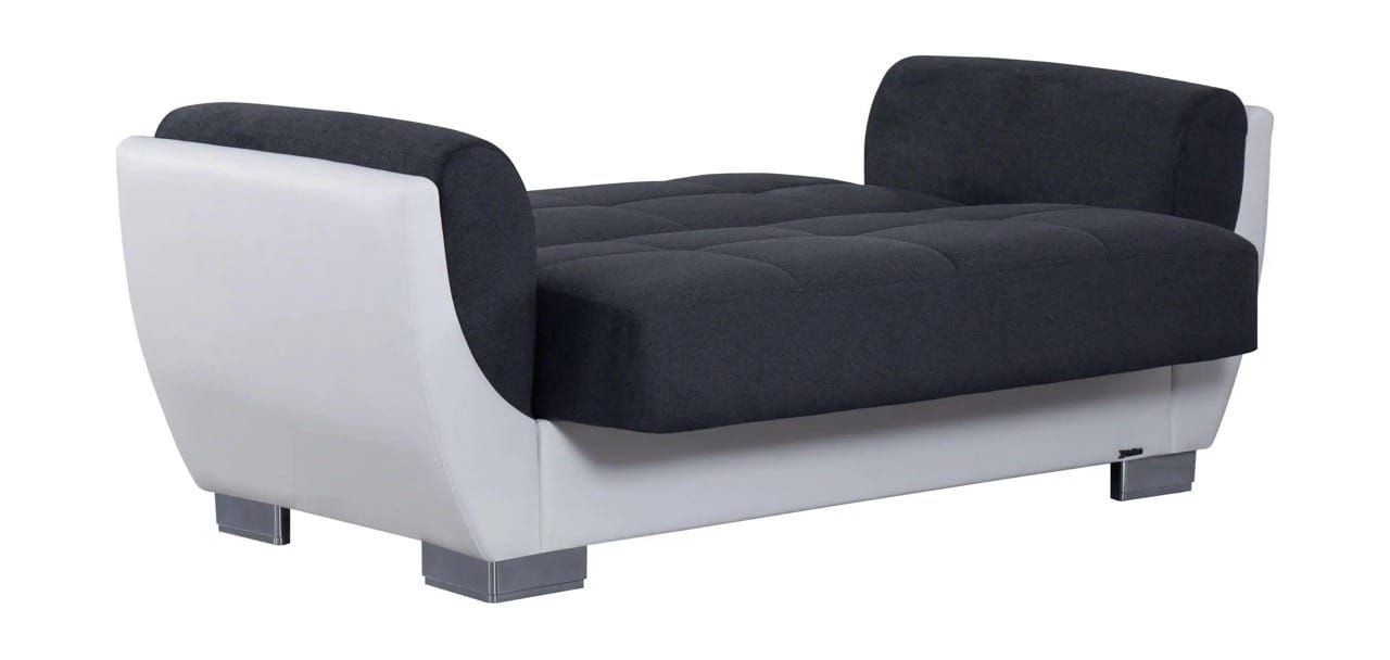 Armada Charcoal/White PU Flair Arms w/Chrome Legs Loveseat Sleeper at ...