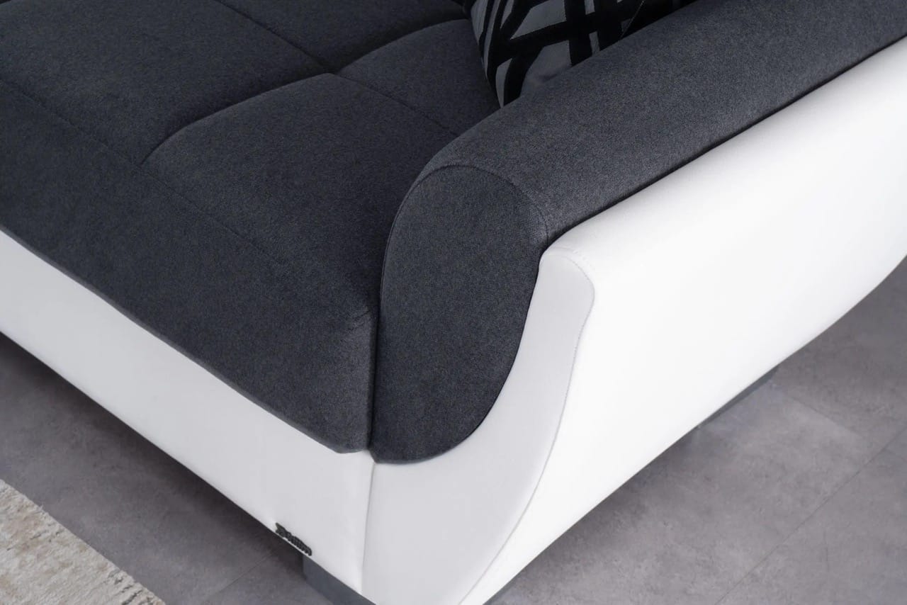 Armada Charcoal/White PU Flair Arms w/Chrome Legs Loveseat Sleeper at ...