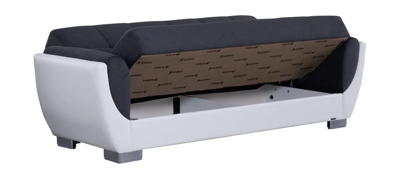 Armada Charcoal/White PU Flair Arms w/Chrome Legs Sofa Sleeper at Futonland