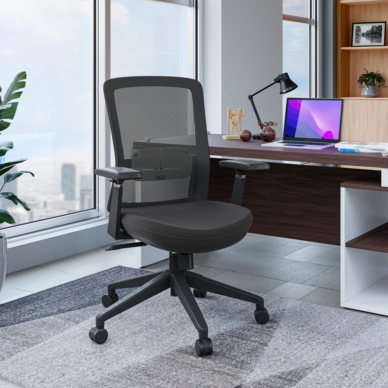 Ingram Office Chair w/Seat Cover - Grey/Grey at Futonland