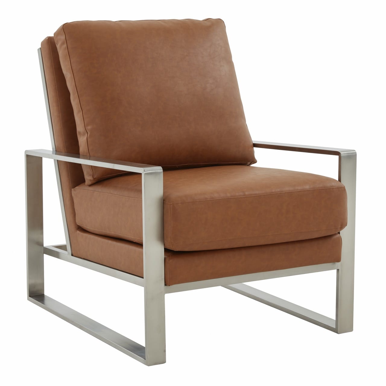 Jefferson Leather Armchair w/Silver Frame & Octagon Coffee Table with ...