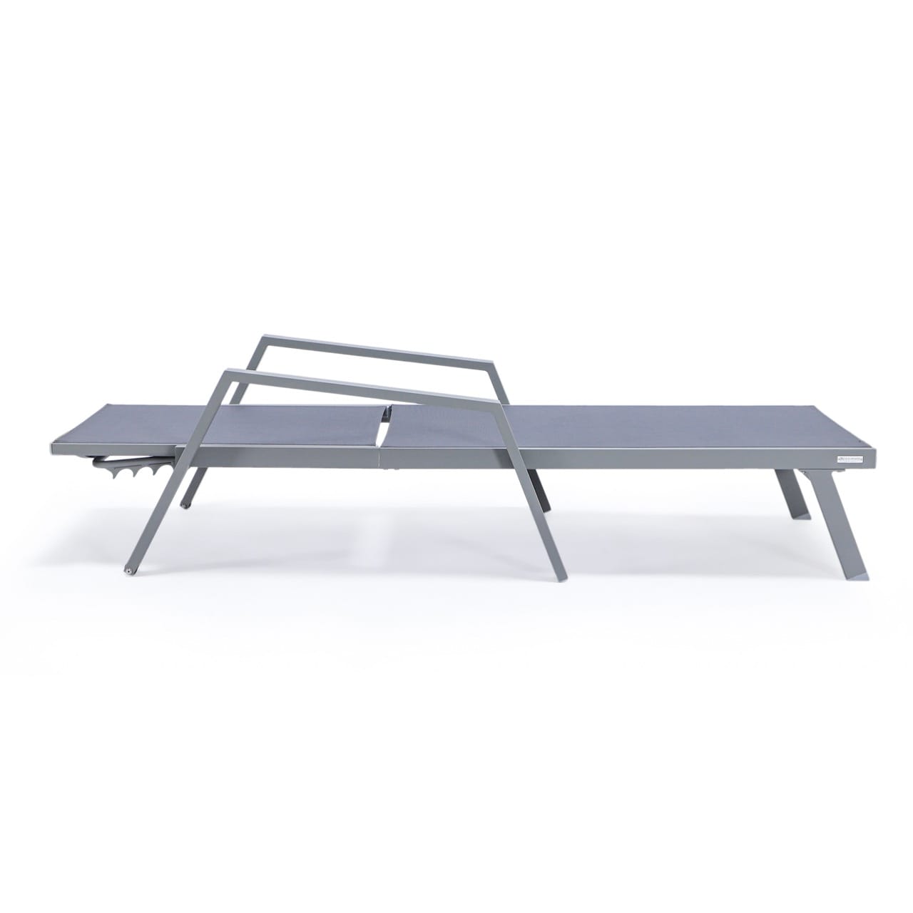Marlin Patio Chaise Lounge Chair w/Armrests in Grey Aluminum Frame ...