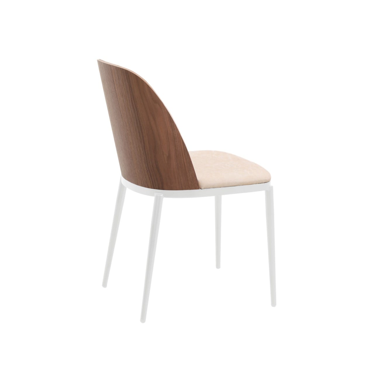 Tule Mid-Century Modern Dining Side Chair w/Leather Seat & White Powder ...
