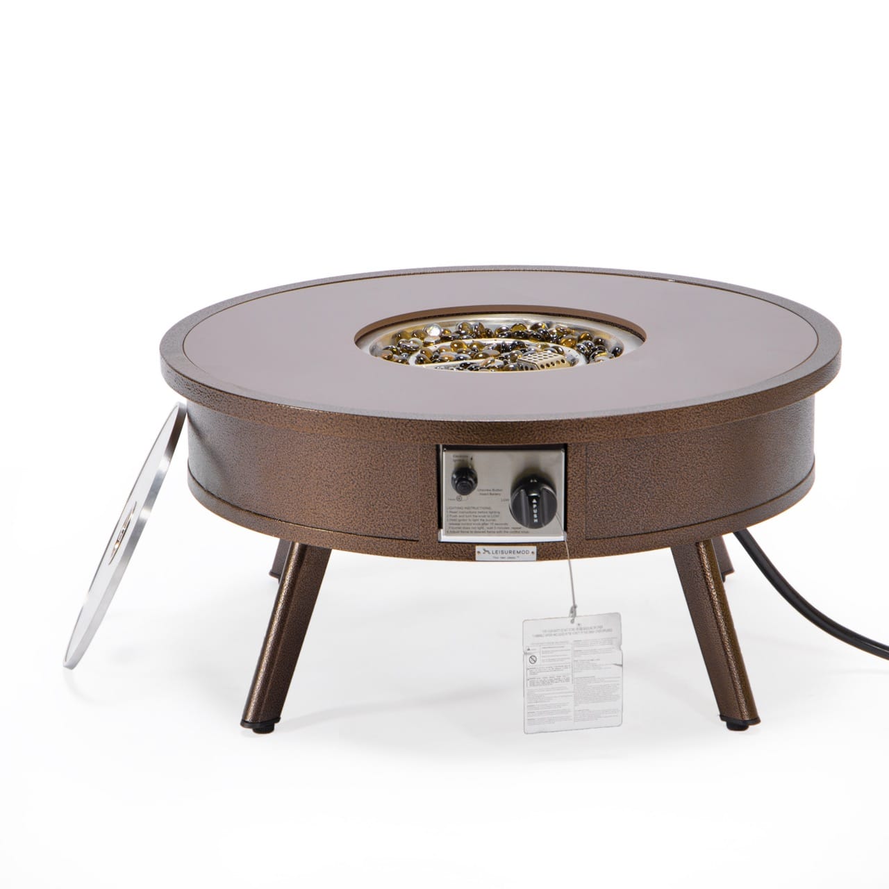 Walbrooke Patio Round Fire Pit & Tank Holder - Brown at Futonland