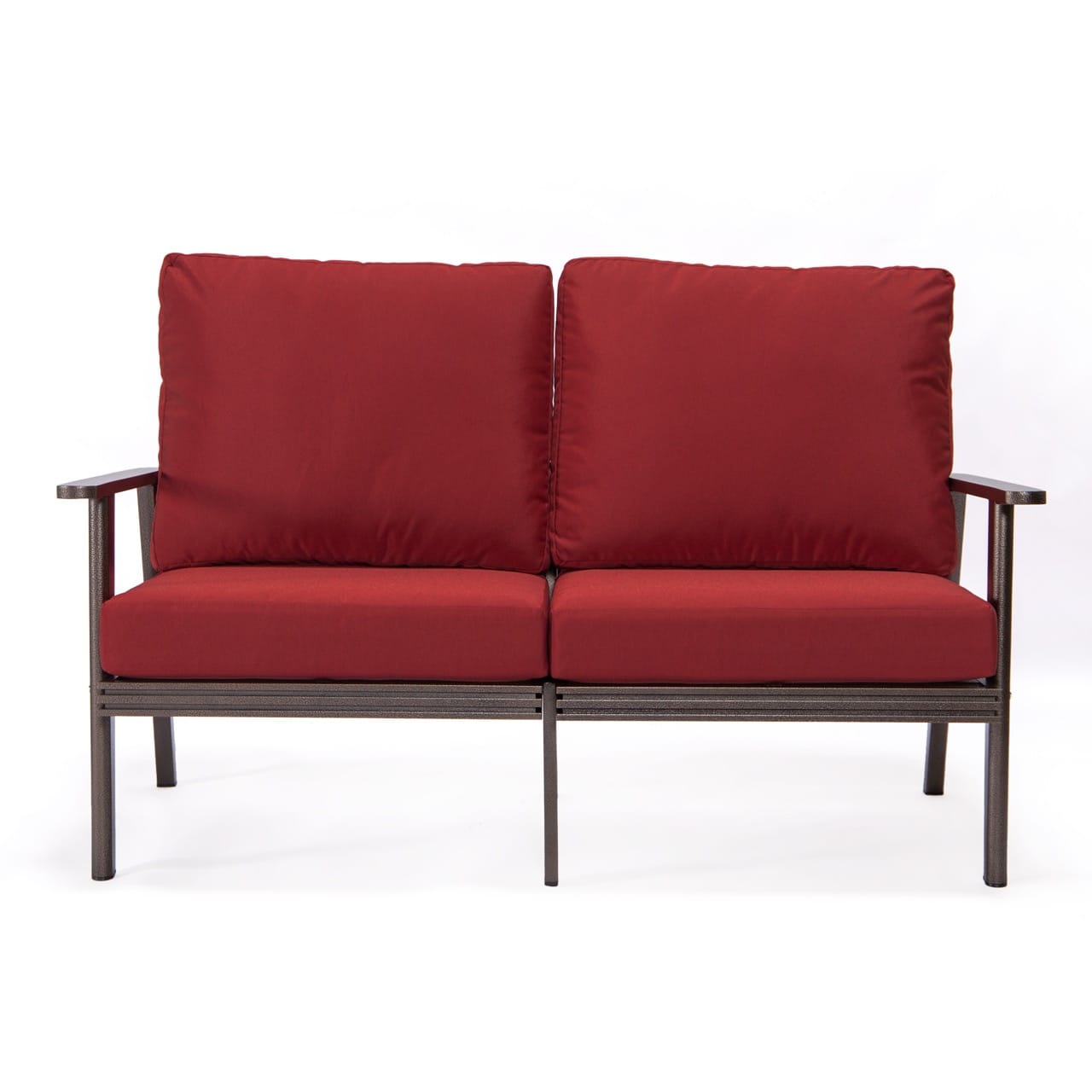 Walbrooke Modern Outdoor Patio Loveseat w/Brown Aluminum Frame ...