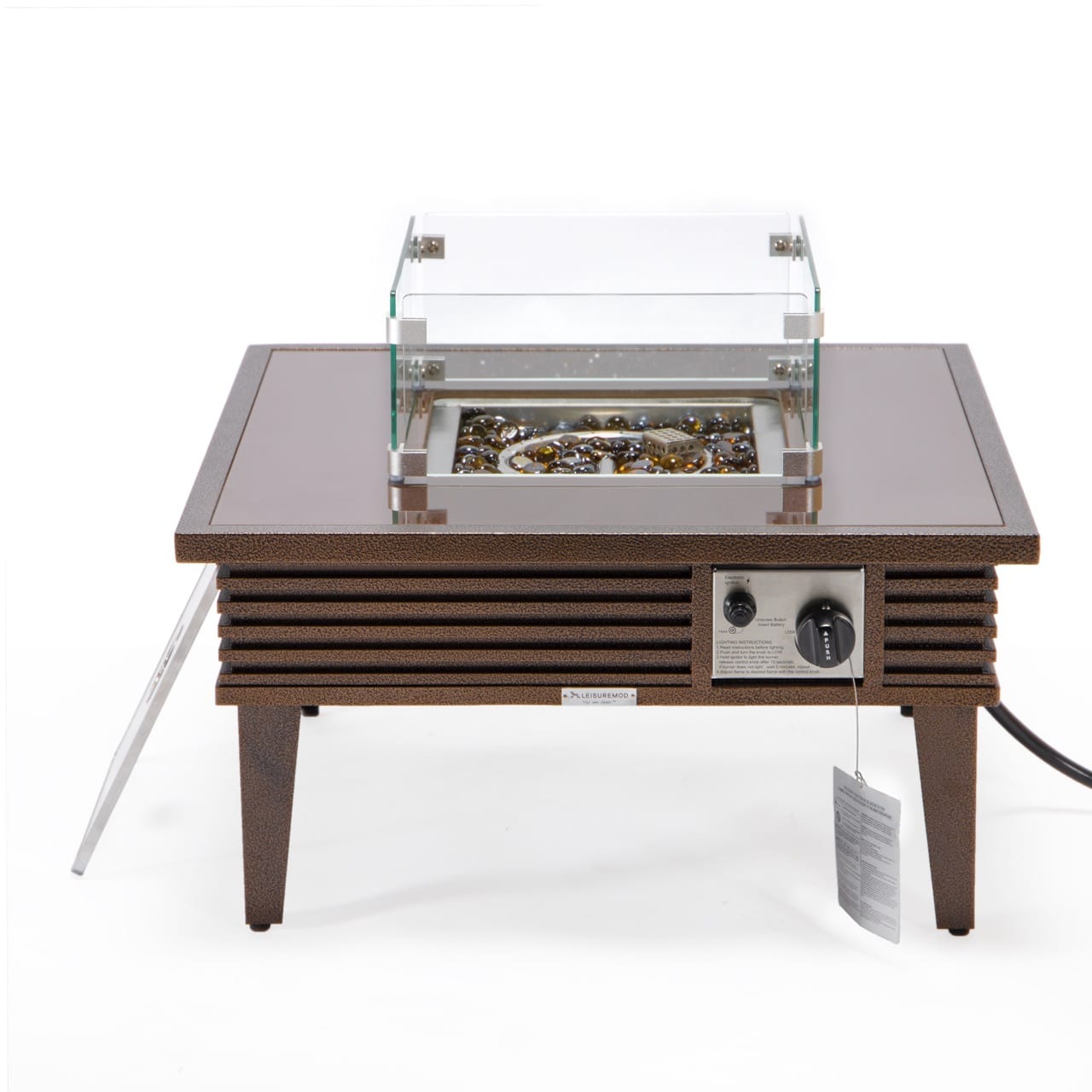 Walbrooke Outdoor Patio Aluminum Square Slats Design Fire Pit Side ...