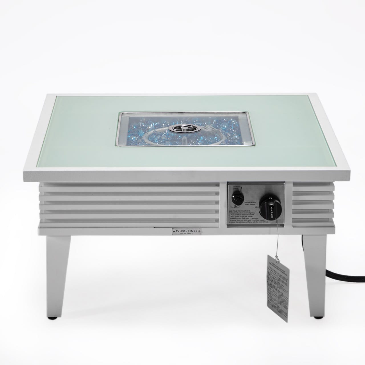 Walbrooke Outdoor Patio Aluminum Square Slats Design Fire Pit Side ...