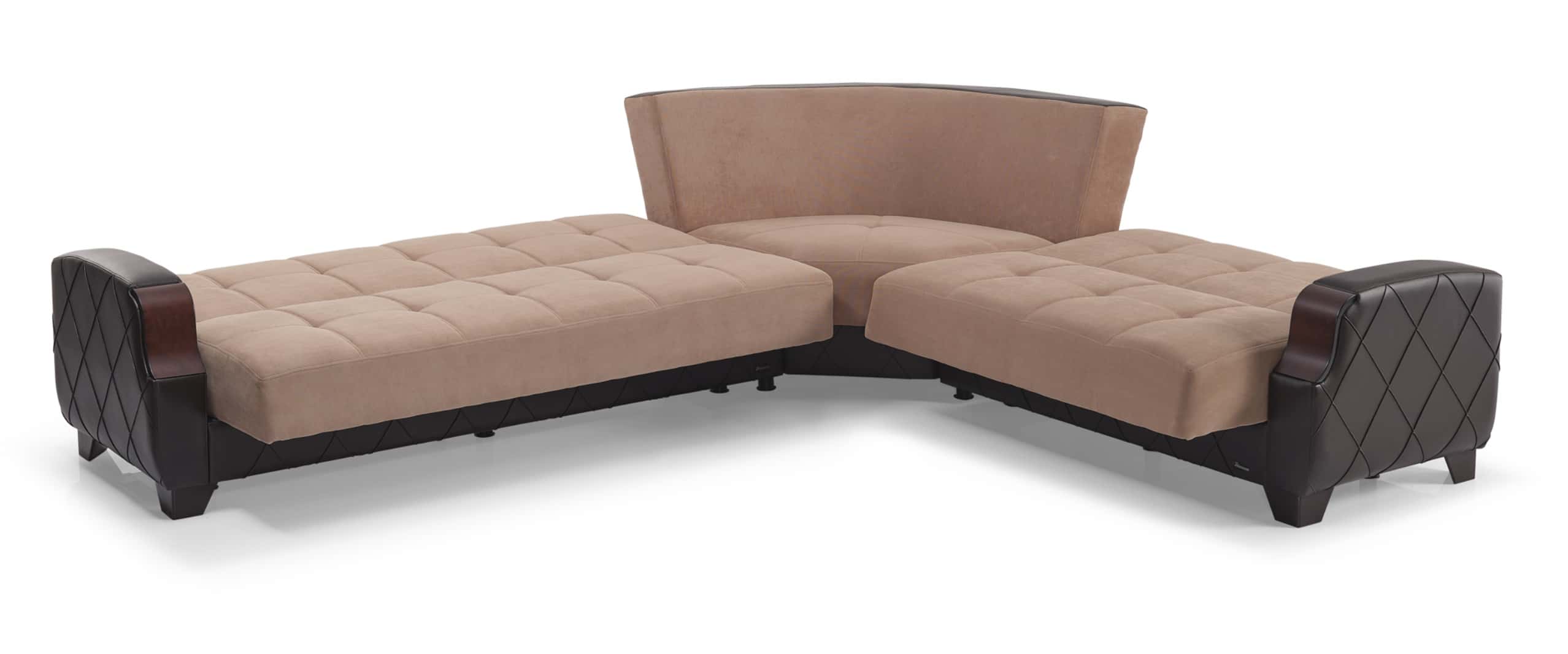 Molina Lyon Brown Sectional Sofa Sleeper at Futonland